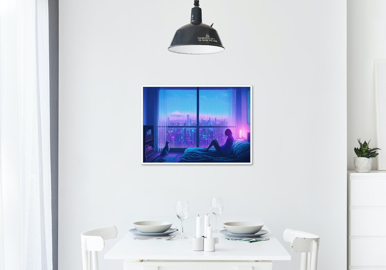 Anime Girl Room City View in the Window Anime Style Painting - Etsy