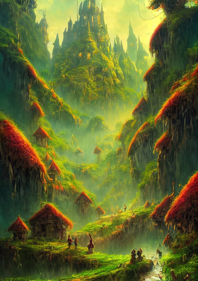 Goblin Village Fantasy Art Print Wall Art Digital - Etsy