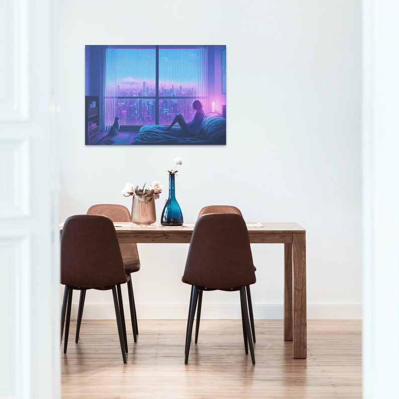 Anime Girl Room City View in the Window Anime Style Painting - Etsy