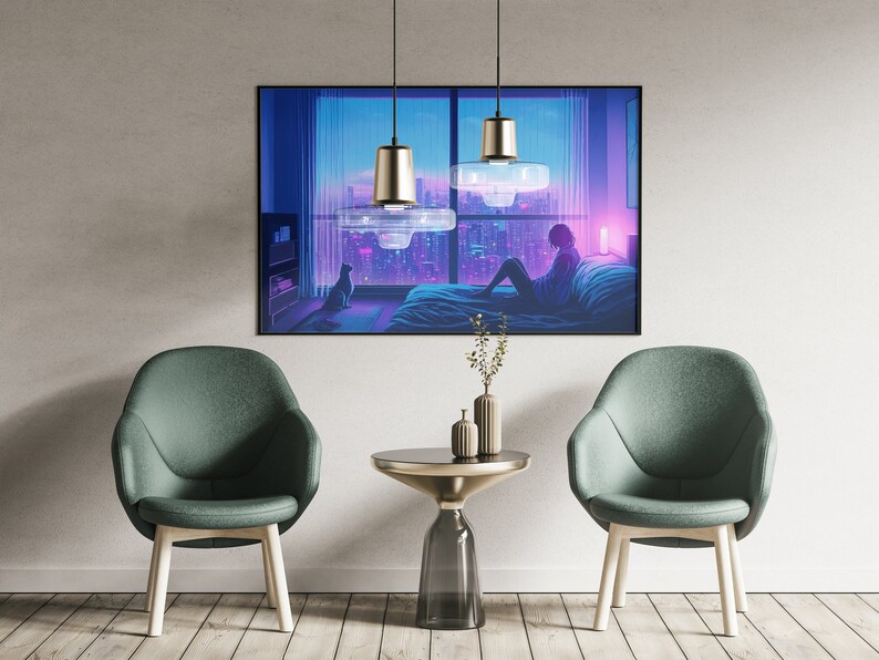 Anime Girl Room City View in the Window Anime Style Painting - Etsy