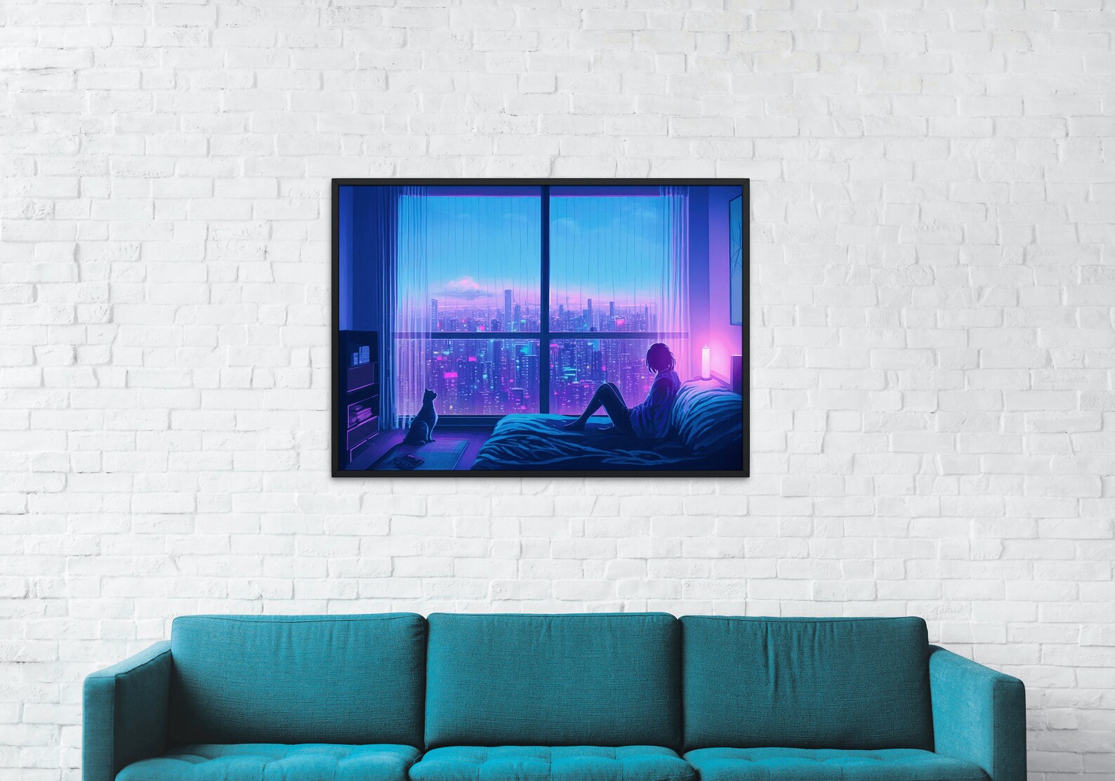 Anime Girl Room City View in the Window Anime Style Painting - Etsy