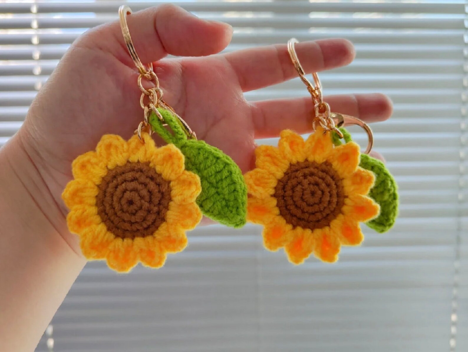 Handmade Crochet Amigurumi Sunflower Keychain Keyring, Bag Chain ...