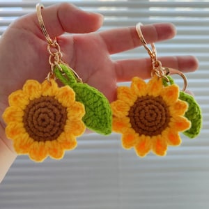 Handmade Crochet Amigurumi Sunflower Keychain Keyring, Bag Chain ...