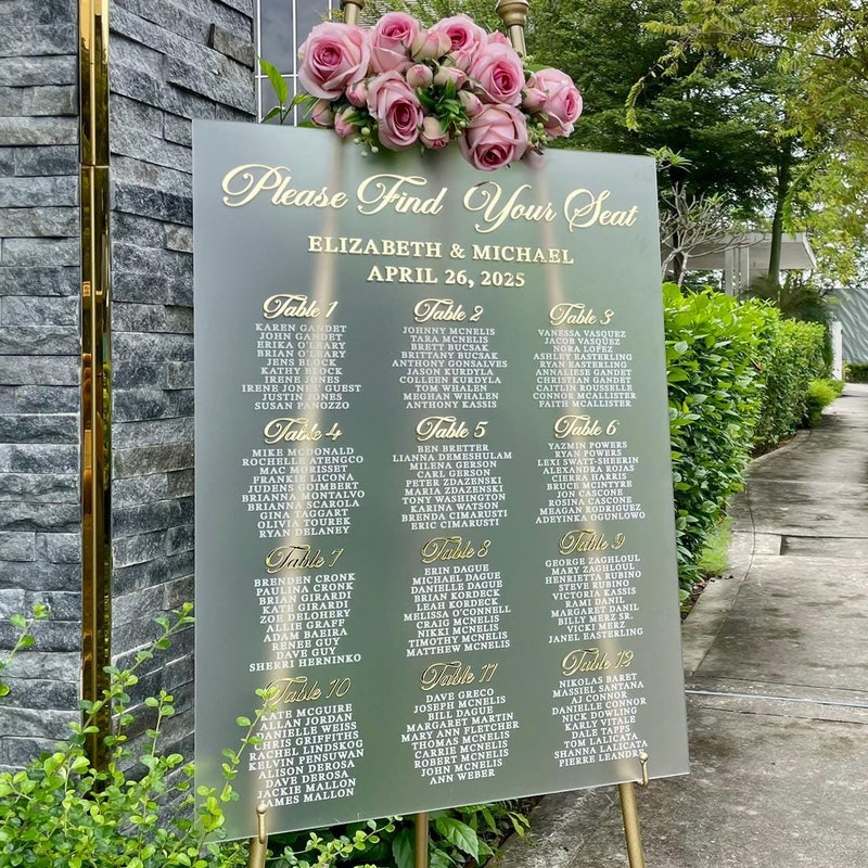 Gold Acrylic Table Chart - Etsy