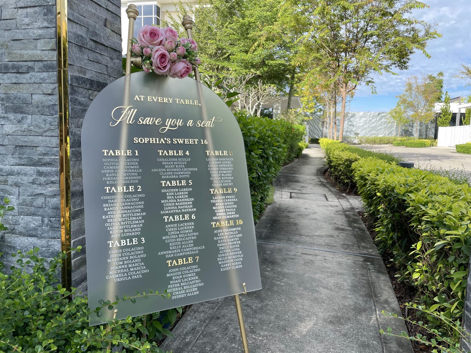 Sweet 16 Birthday Seating Chart - Acrylic Seating Chart - Table Seating ...
