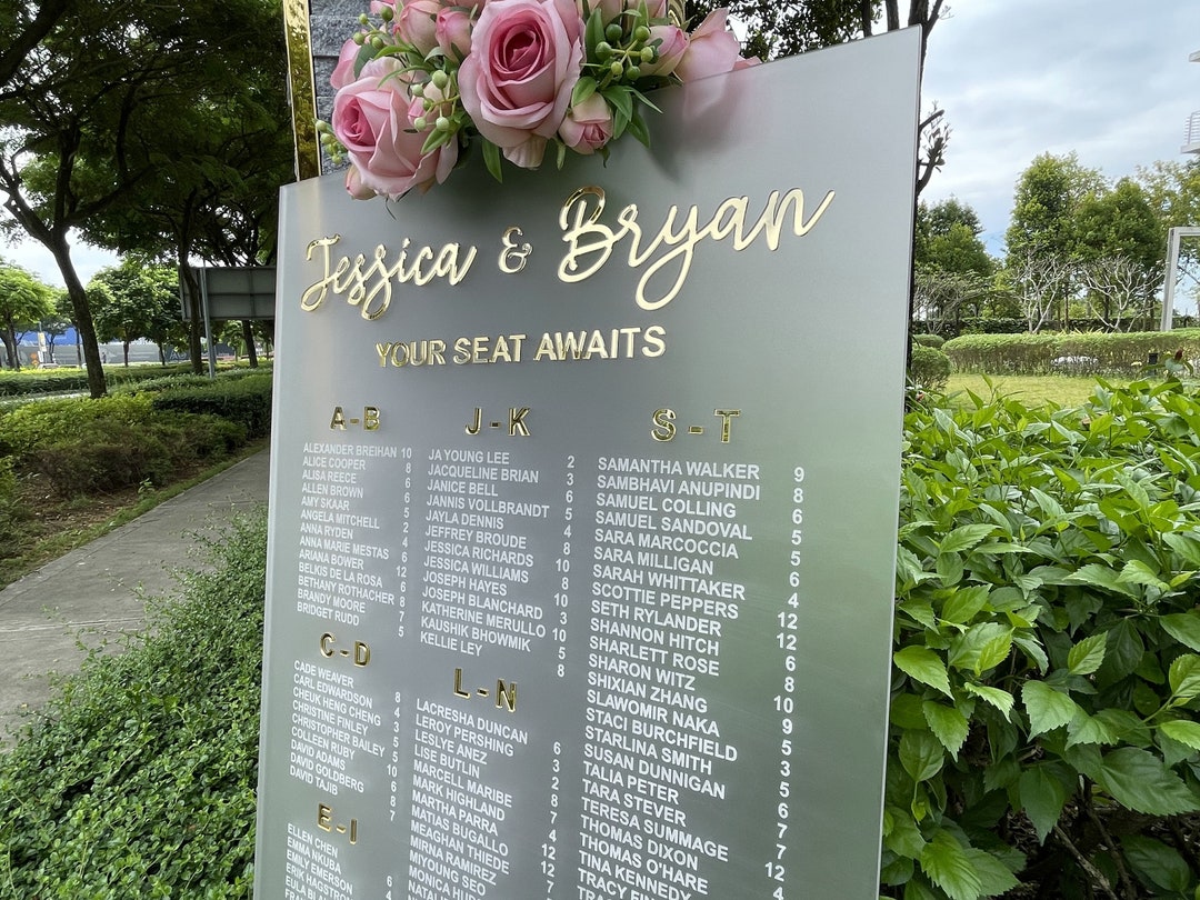 Acrylic Wedding Seating Chart - Table Seating Chart - Alphabetical ...