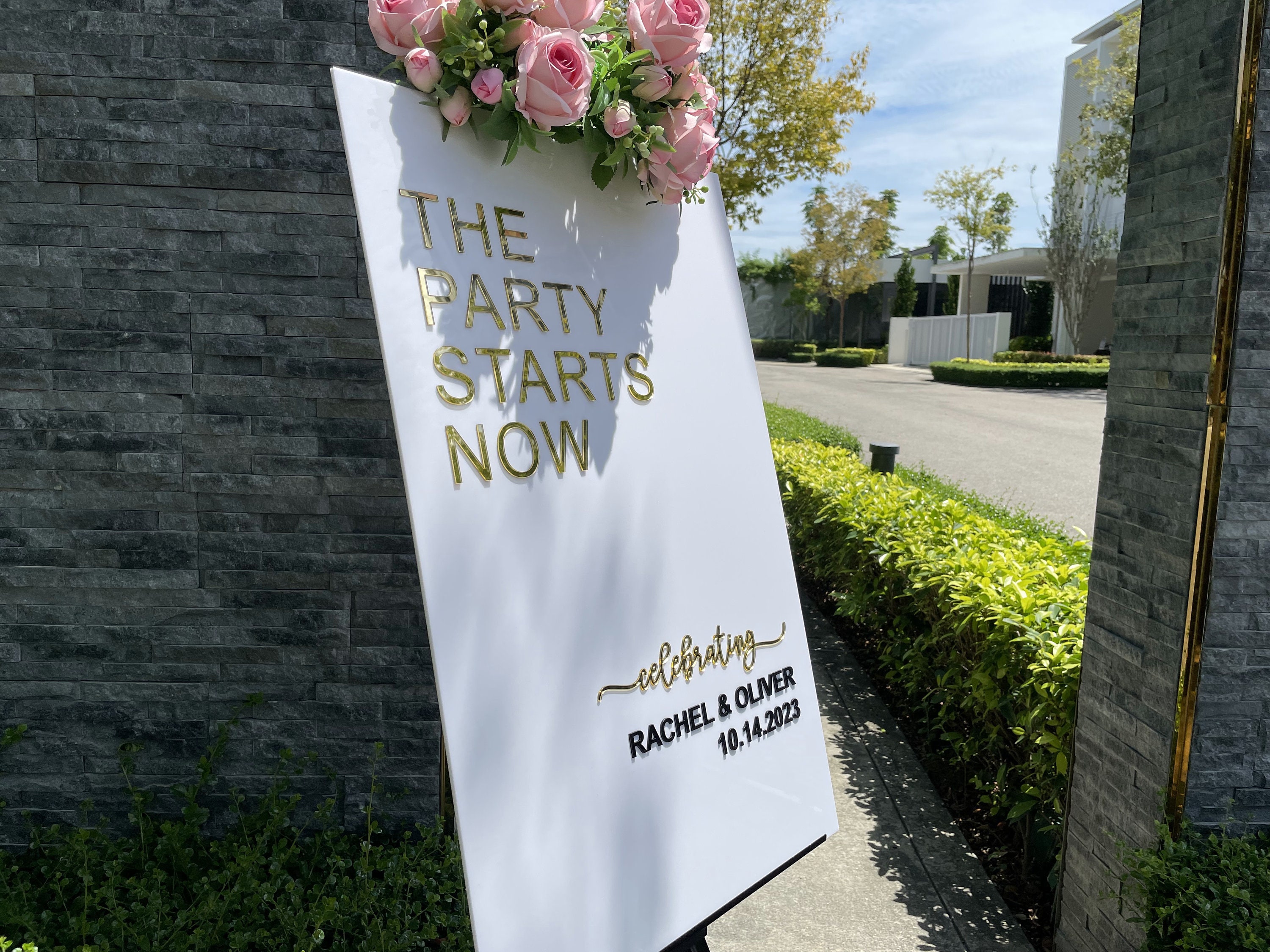 The Party Starts Now Acrylic Wedding Sign With Gold Mirror - Etsy