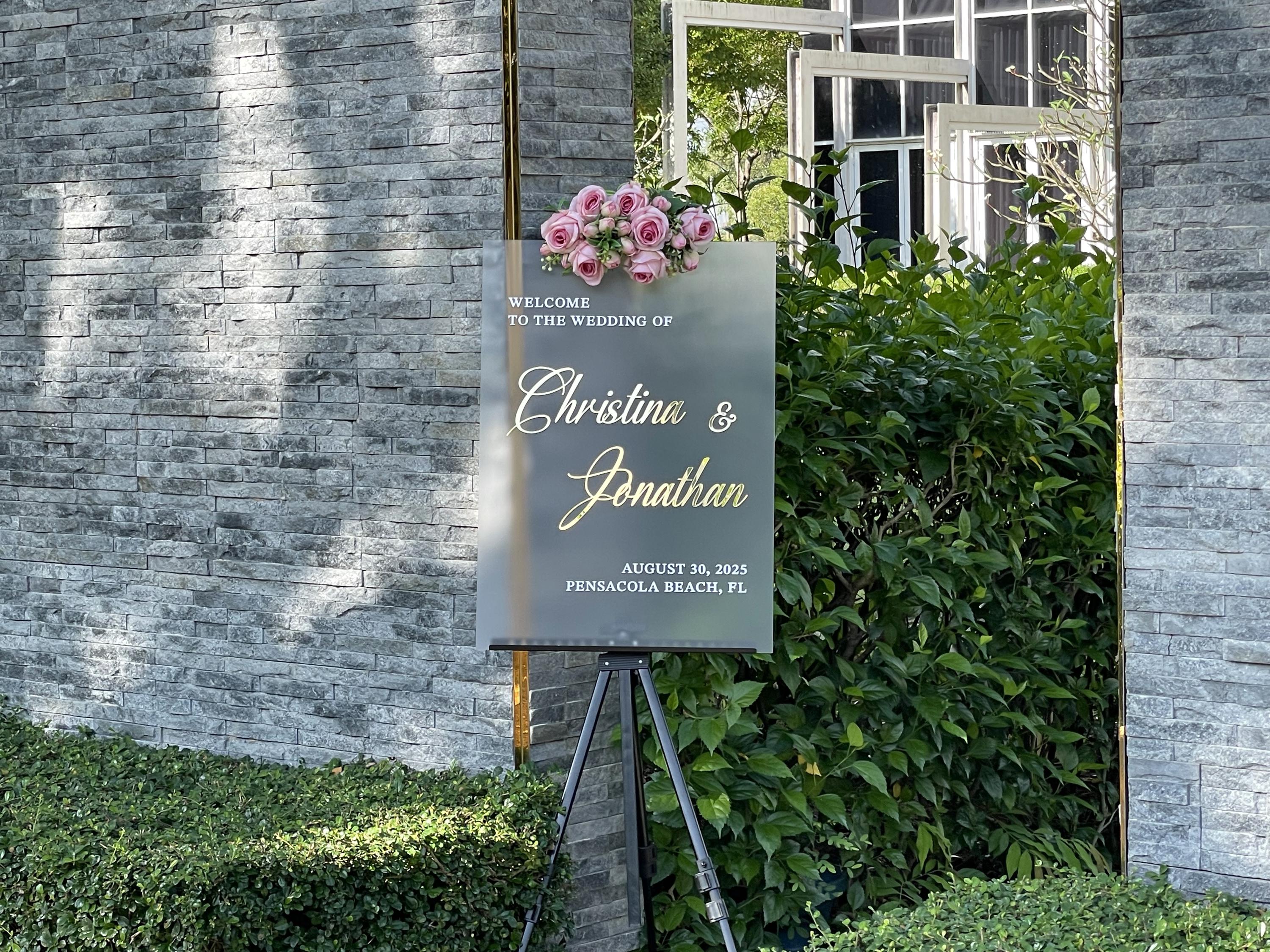 Frosted Acrylic Wedding Welcome Sign - Elegant Wedding Reception Decor ...