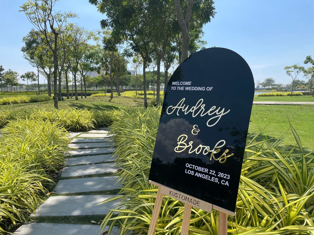 Arch Acrylic Sign - Black Acrylic Wedding Sign - Acrylic Wedding ...