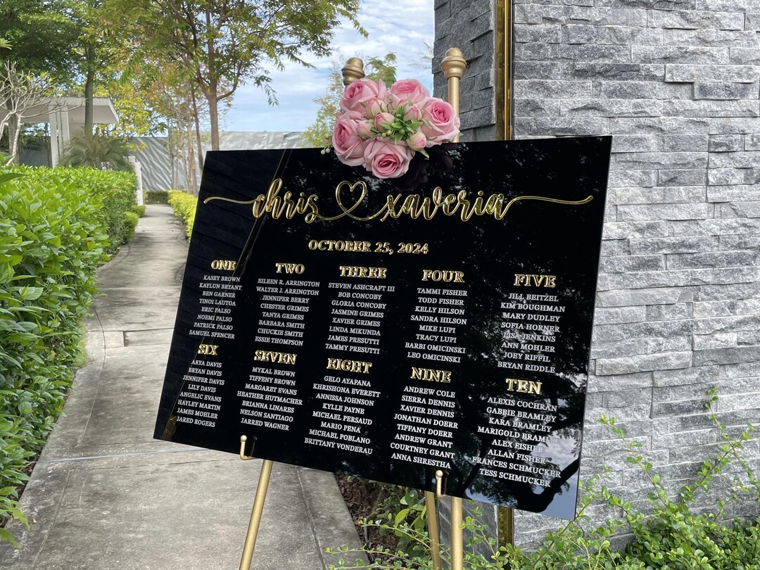 Acrylic Seating Chart Wedding - Wedding Table Seating Chart - Find Your ...