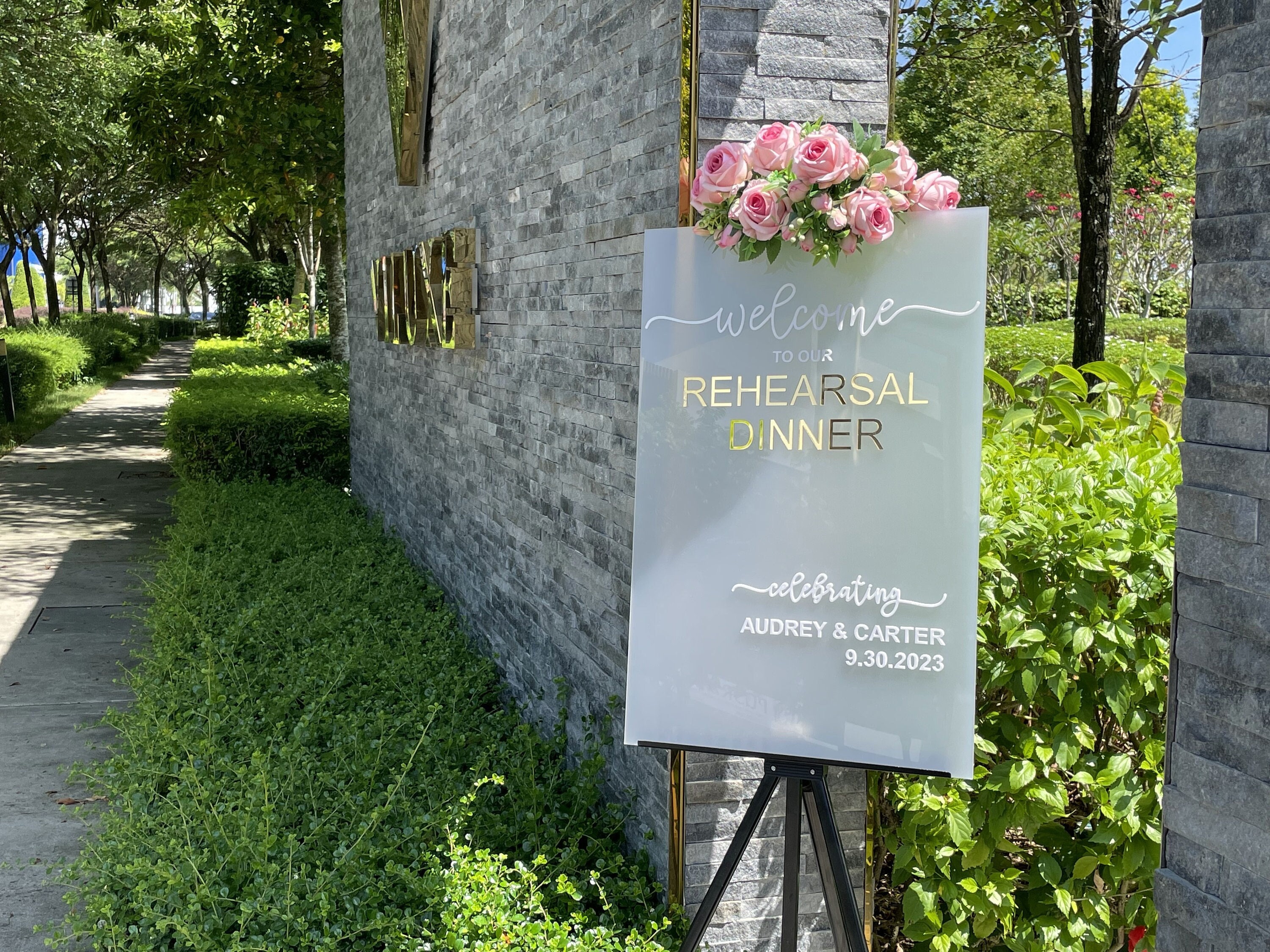 Frosted Acrylic Rehearsal Dinner Sign With Gold Mirror Acrylic ...
