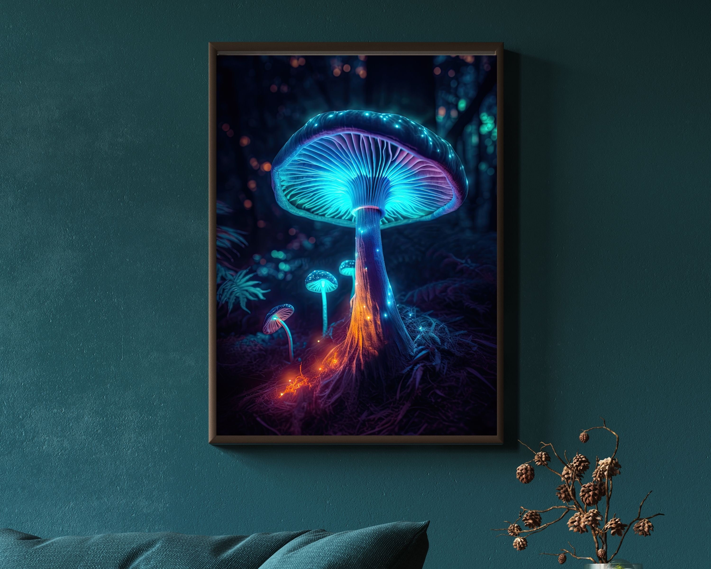 Glowing Mushroom Digital Download Mushroom Wall Art Fantasy Mushroom ...