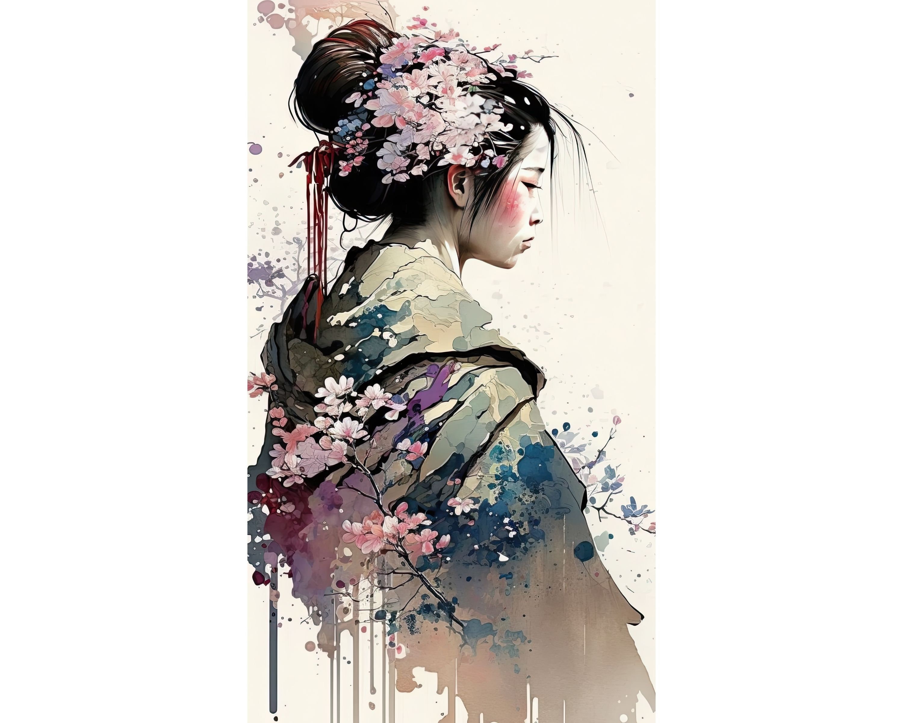 Geisha Watercolor Painting
