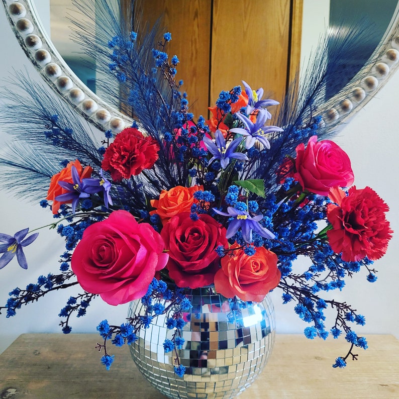 Modern Bright Disco Ball Boho Floral Arrangement - Etsy