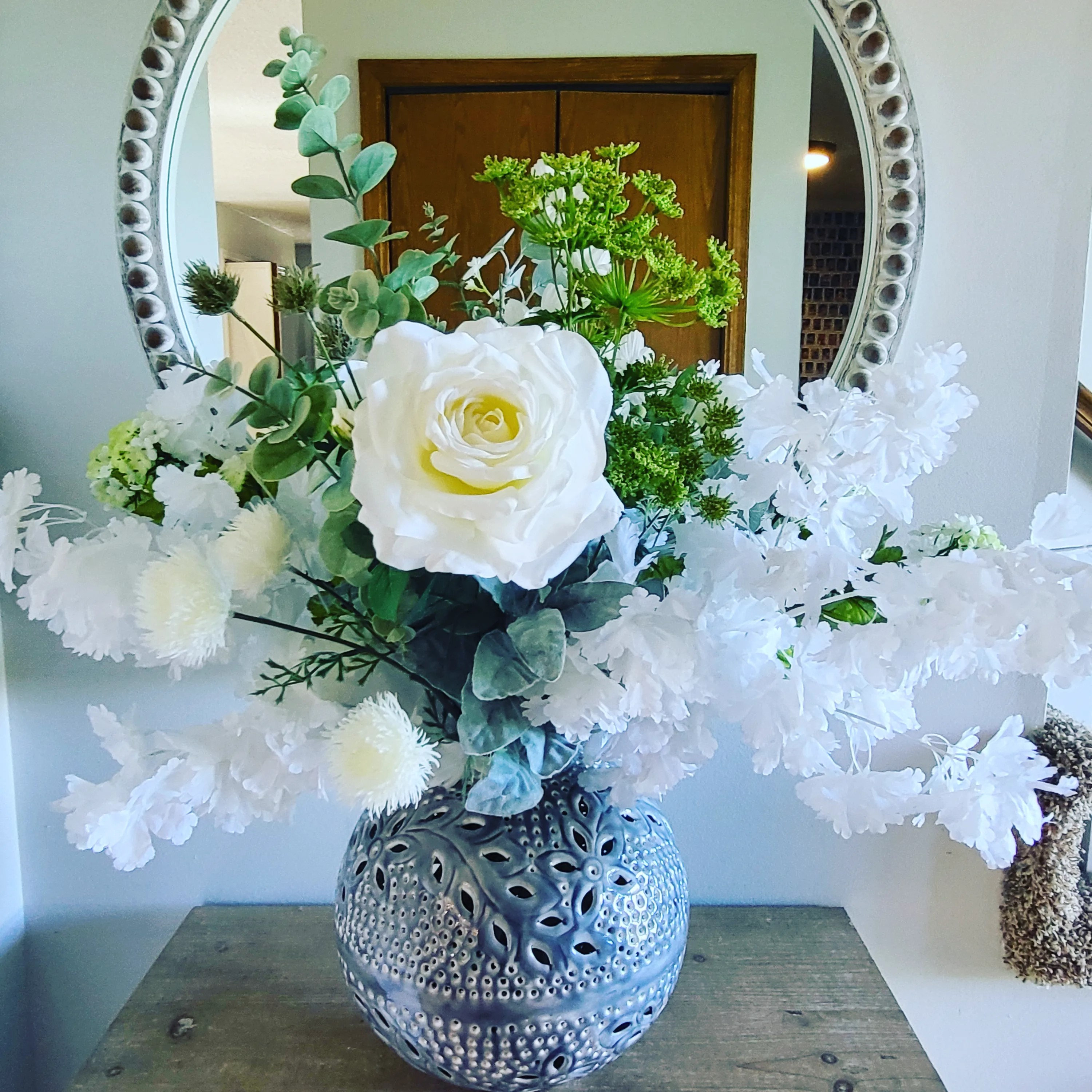 Modern Boho XL Neutral Floral Arrangement in Lantern - Etsy
