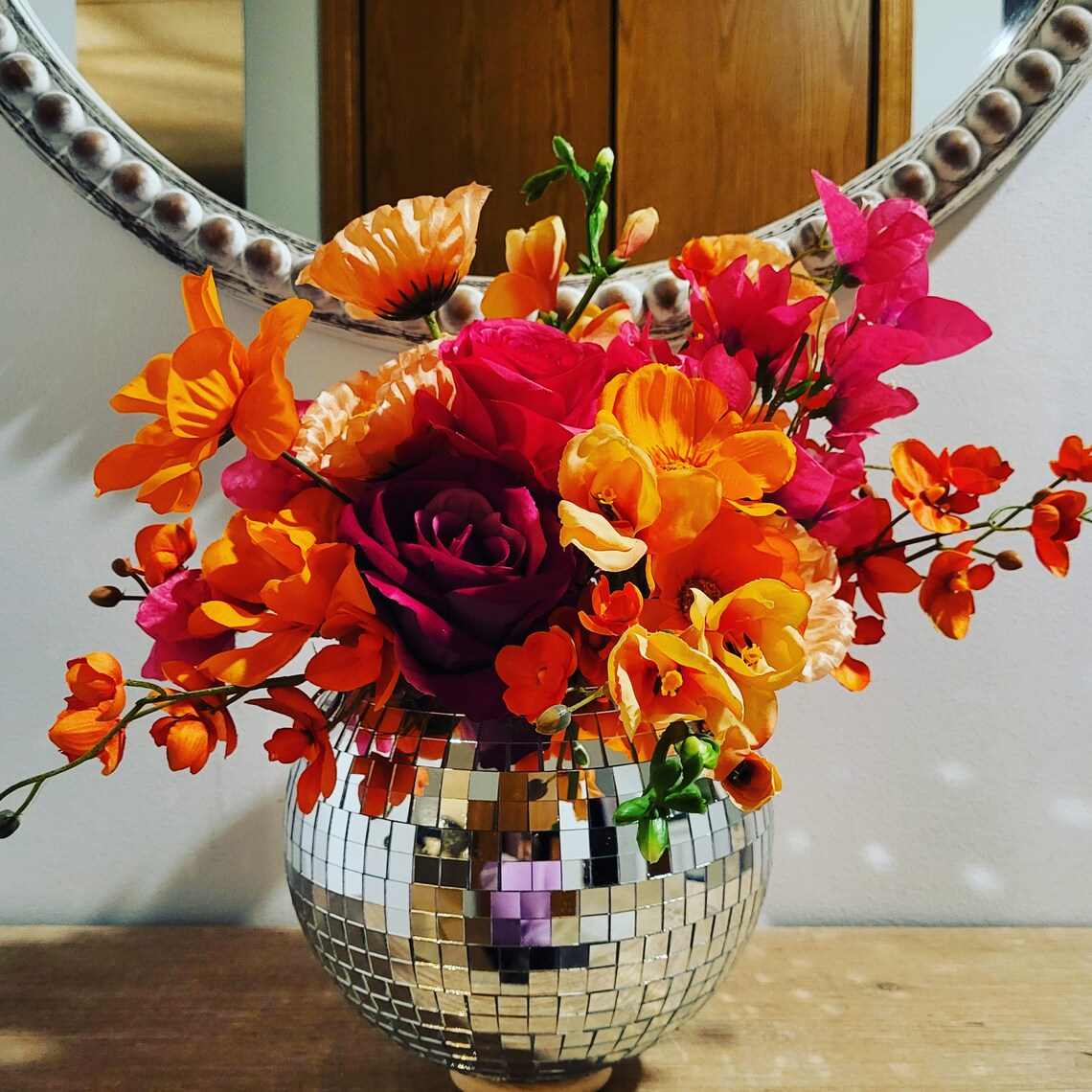 Silk Modern Boho Disco Ball Floral Arrangement - Etsy