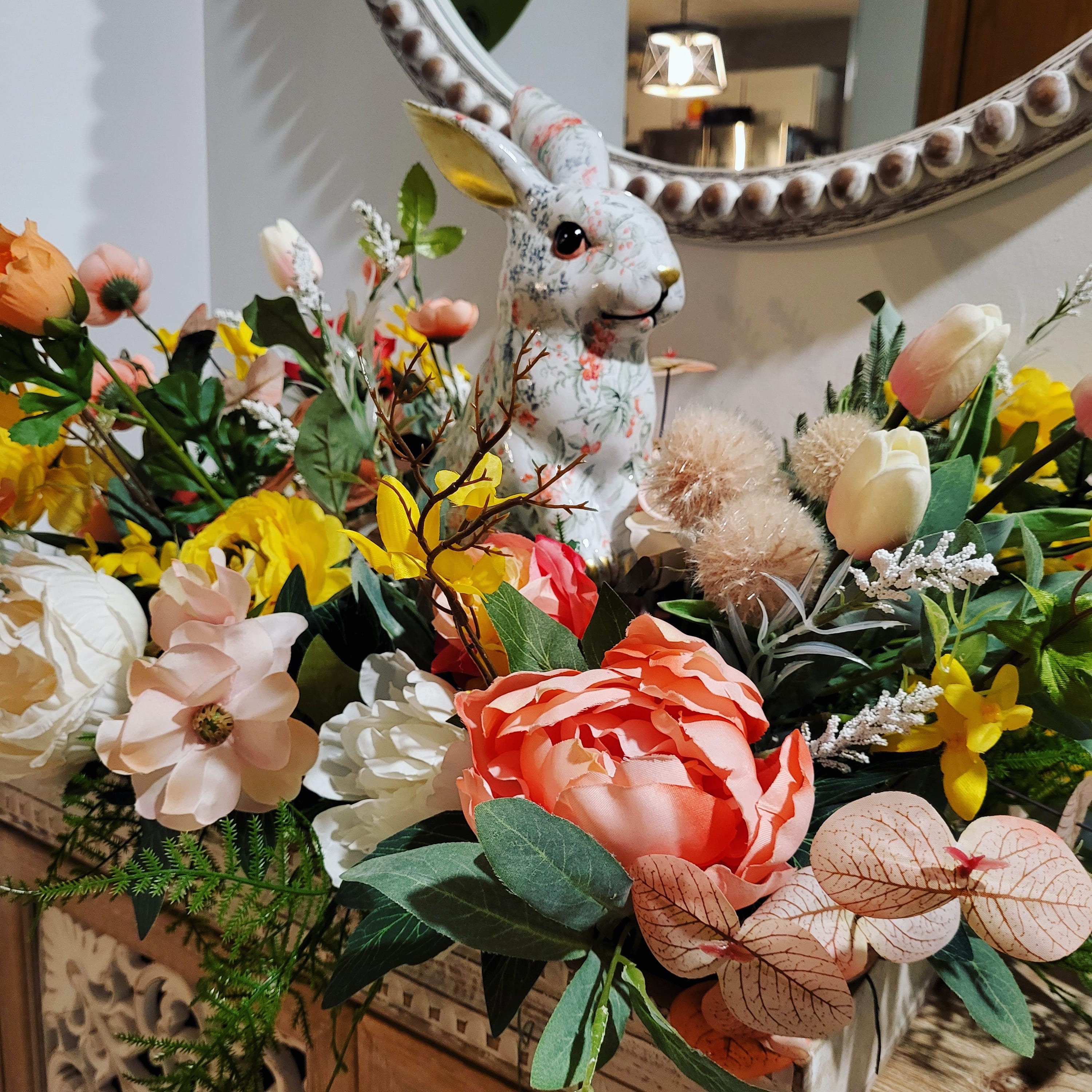 Easter Bunny Floral Arrangement Silk Centerpiece - Etsy