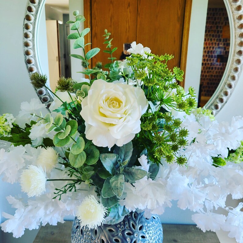 Modern Boho XL Neutral Floral Arrangement in Lantern - Etsy