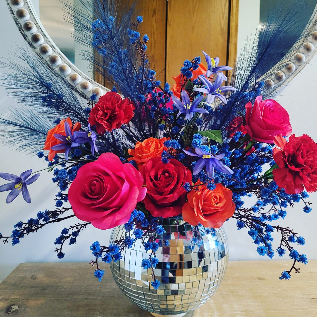 Modern Bright Disco Ball Boho Floral Arrangement - Etsy