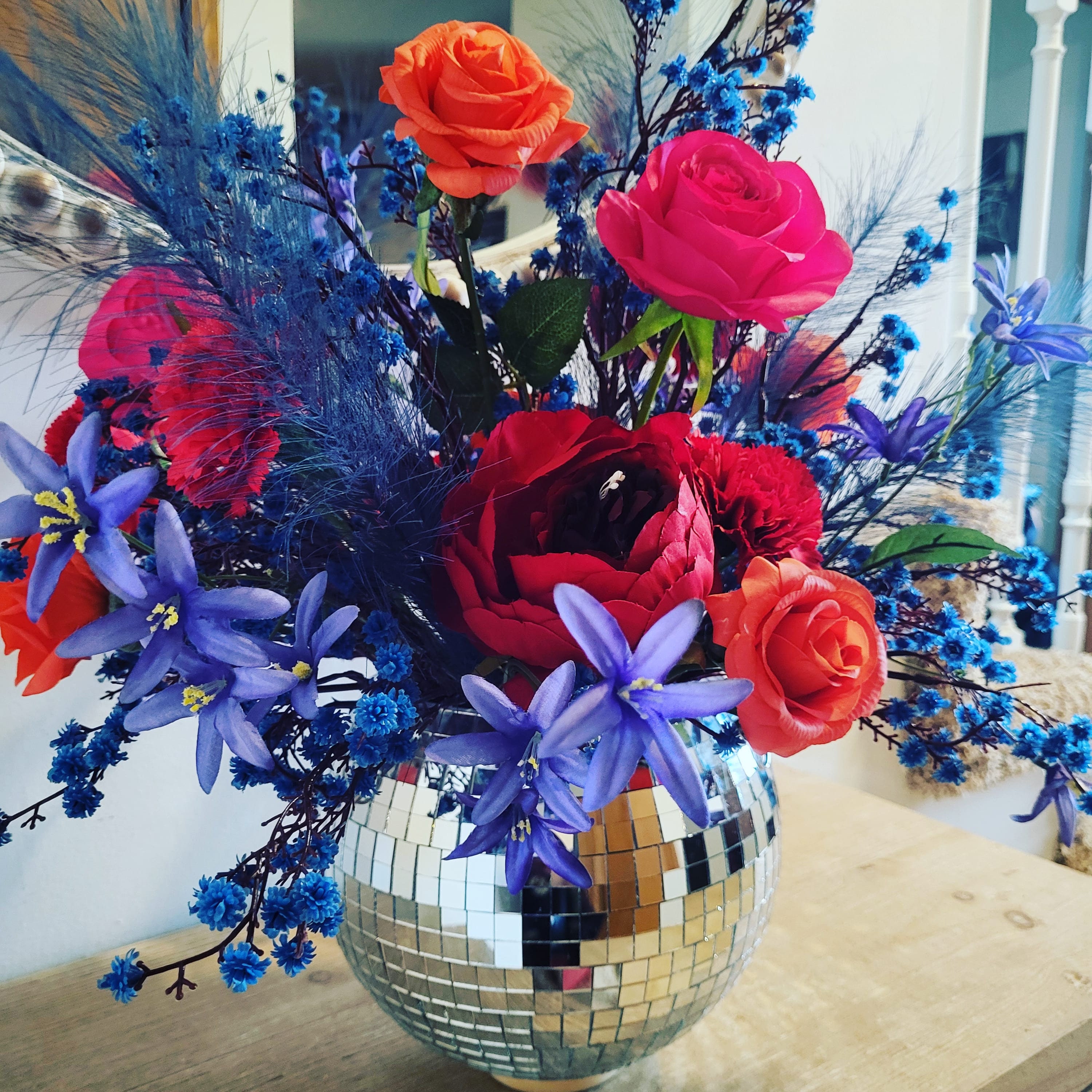Modern Bright Disco Ball Boho Floral Arrangement - Etsy
