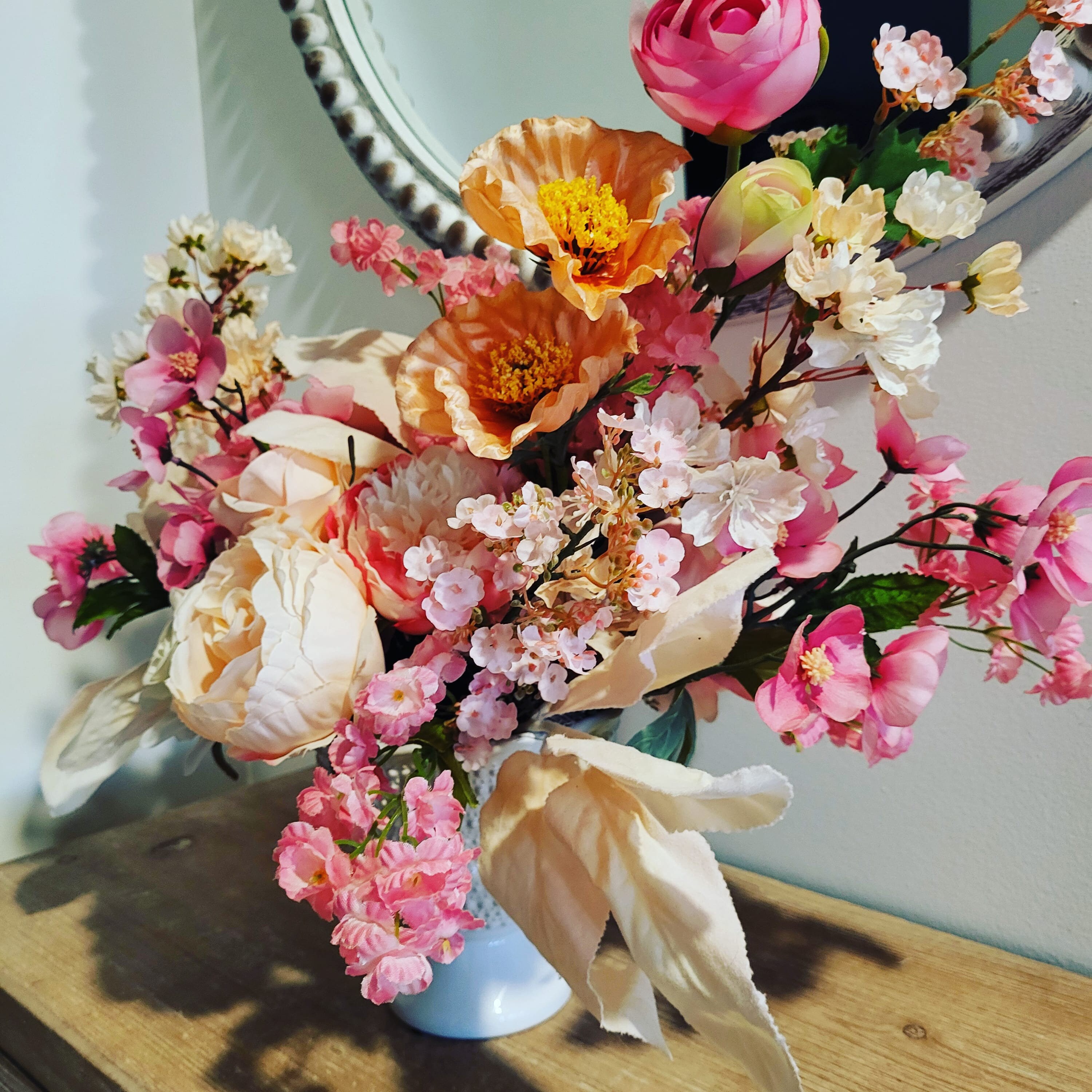 Modern Boho Pink & Peach Floral Arrangement - Etsy