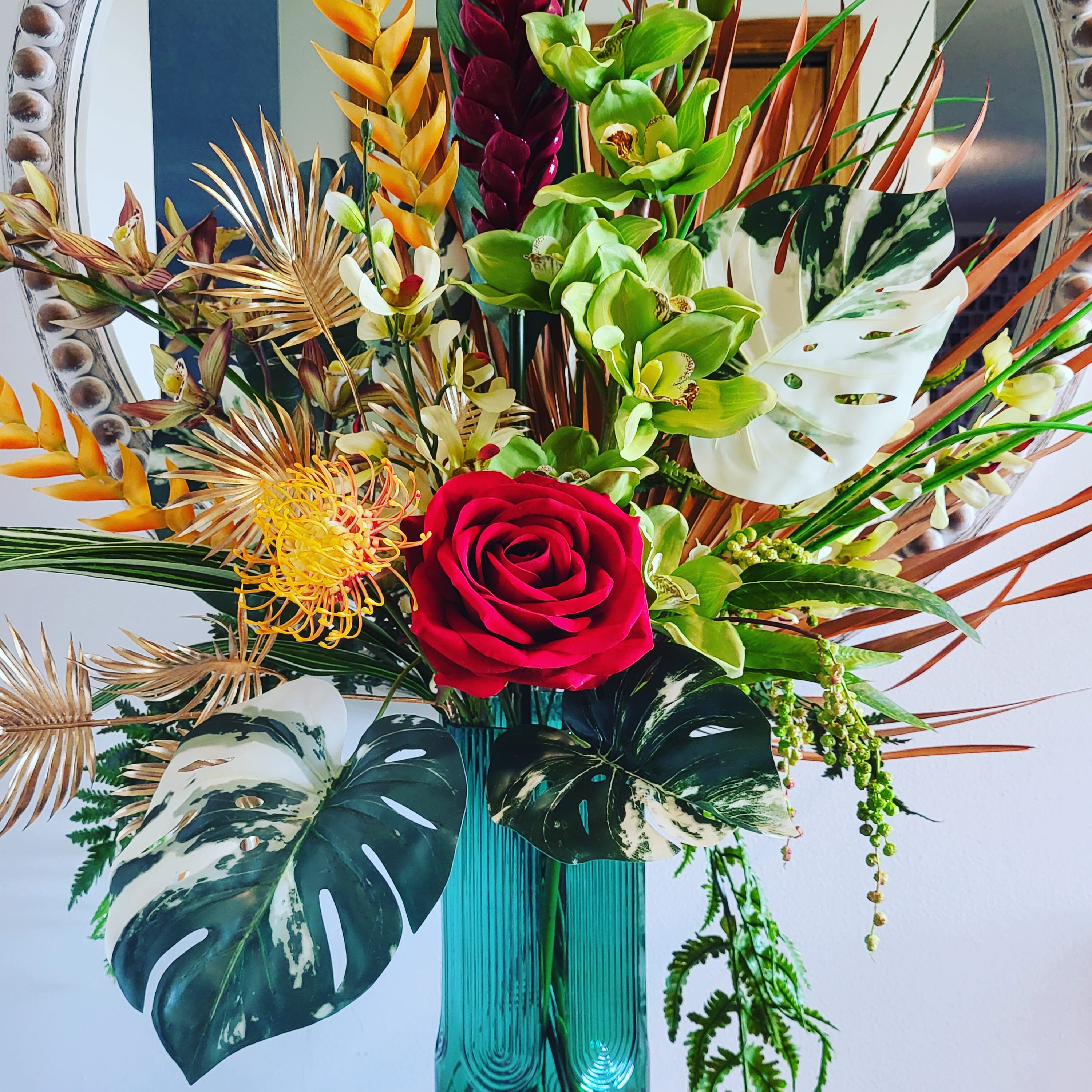 Modern Tropical Tall One-sided Floral Arrangement - Etsy