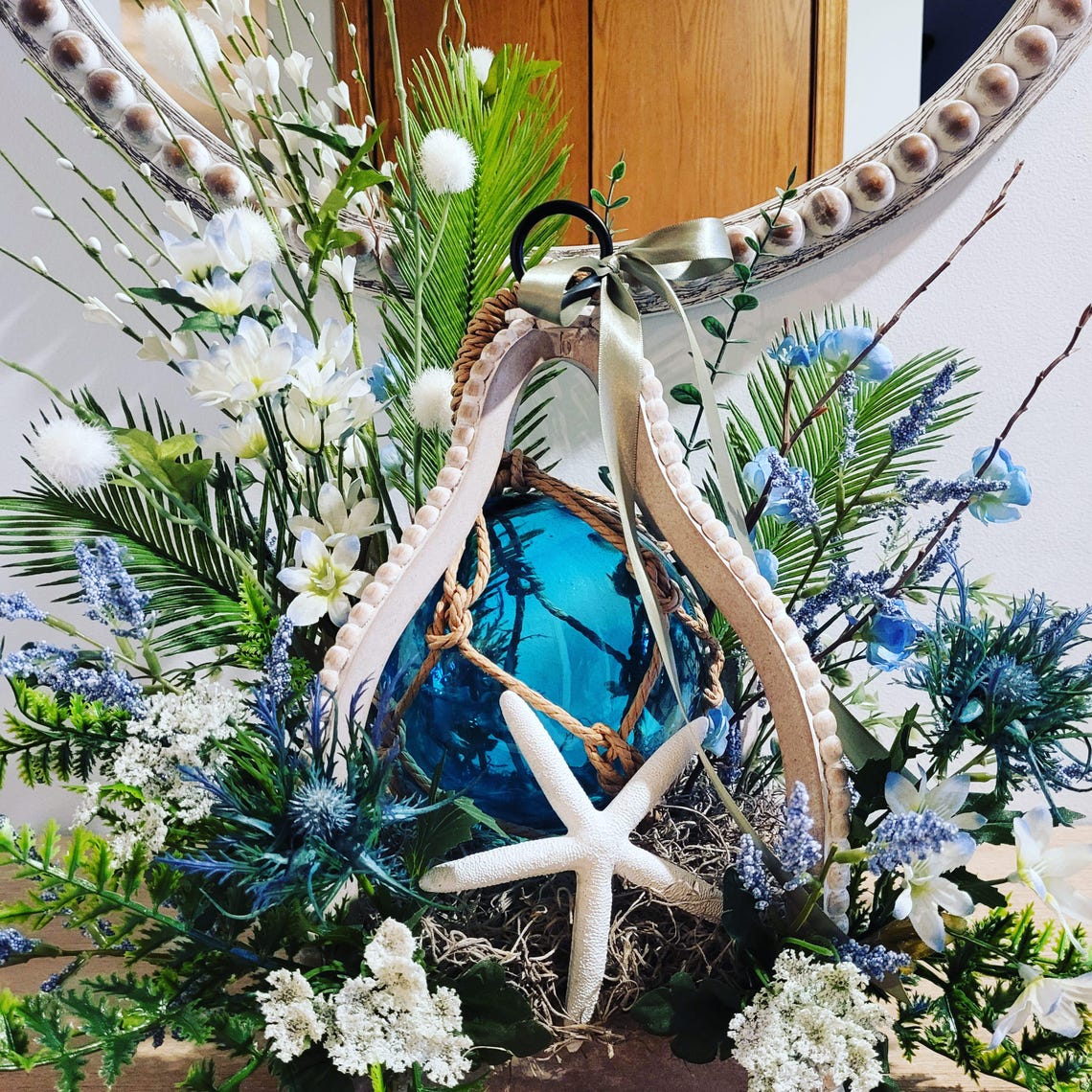 Modern Coastal Floral Arrangement in White Lantern - Etsy