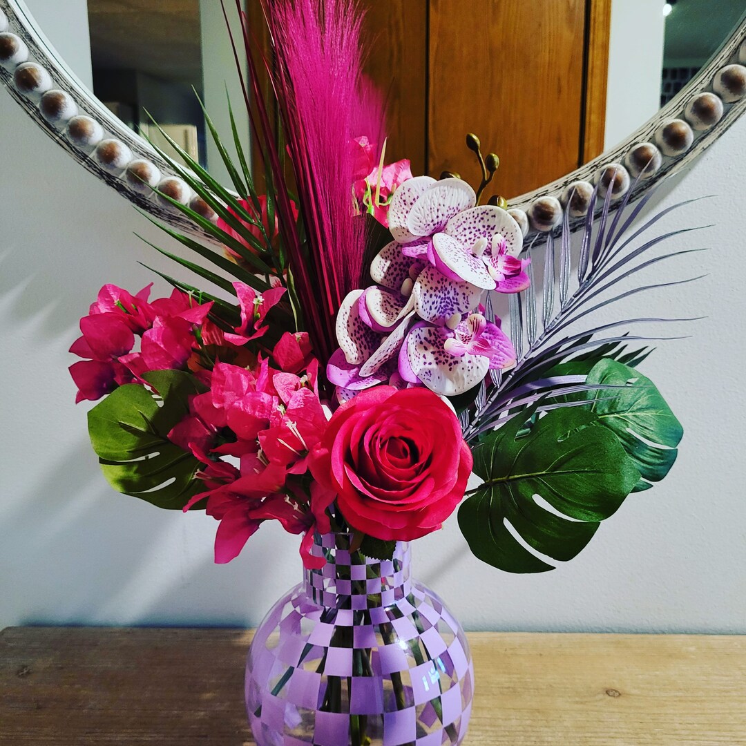 Modern Pink & Lavender Tropical Boho Floral Arrangement - Etsy