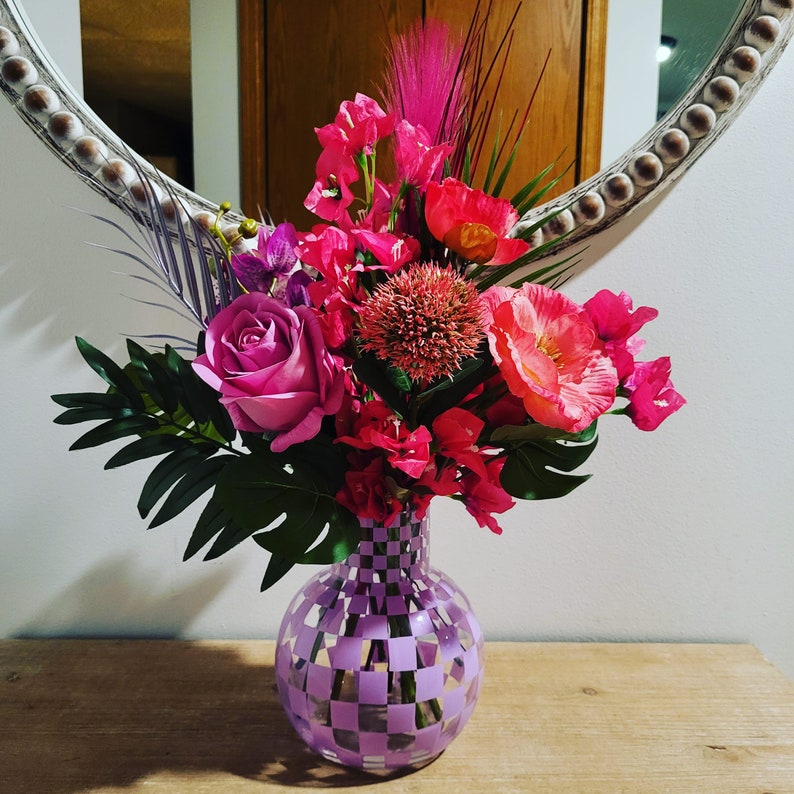 Modern Pink & Lavender Tropical Boho Floral Arrangement - Etsy