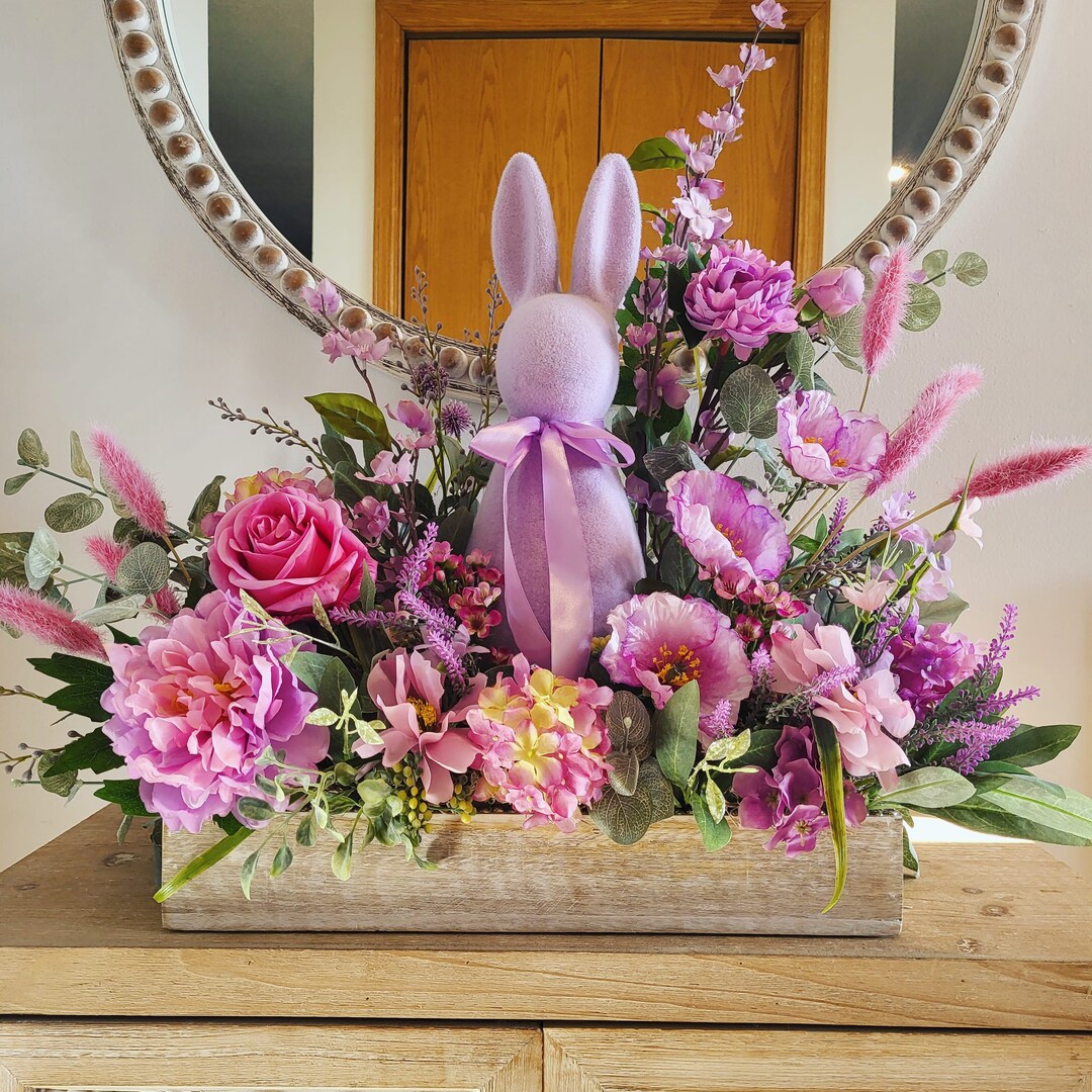 Easter Bunny Floral Arrangement Silk Centerpiece - Etsy