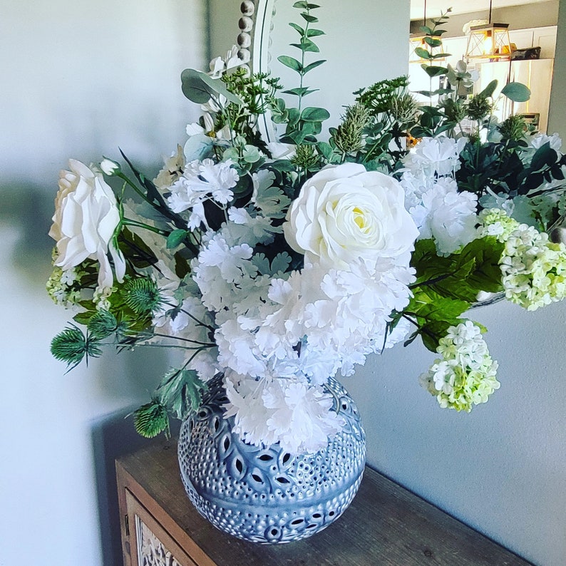 Modern Boho XL Neutral Floral Arrangement in Lantern - Etsy