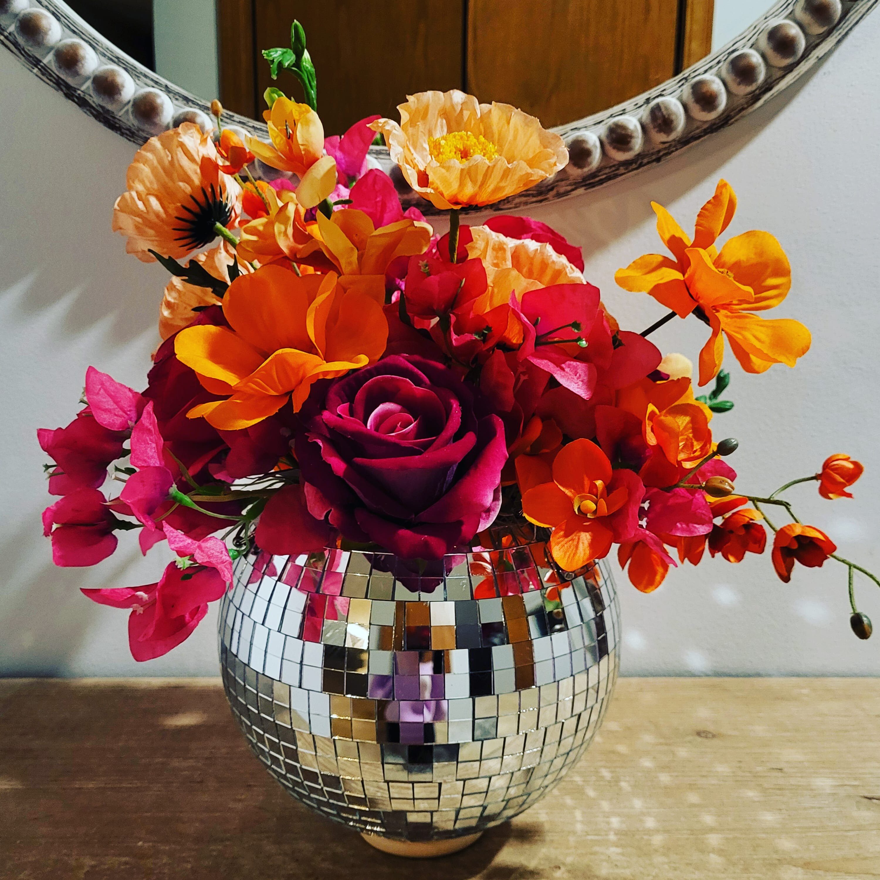 Silk Modern Boho Disco Ball Floral Arrangement - Etsy