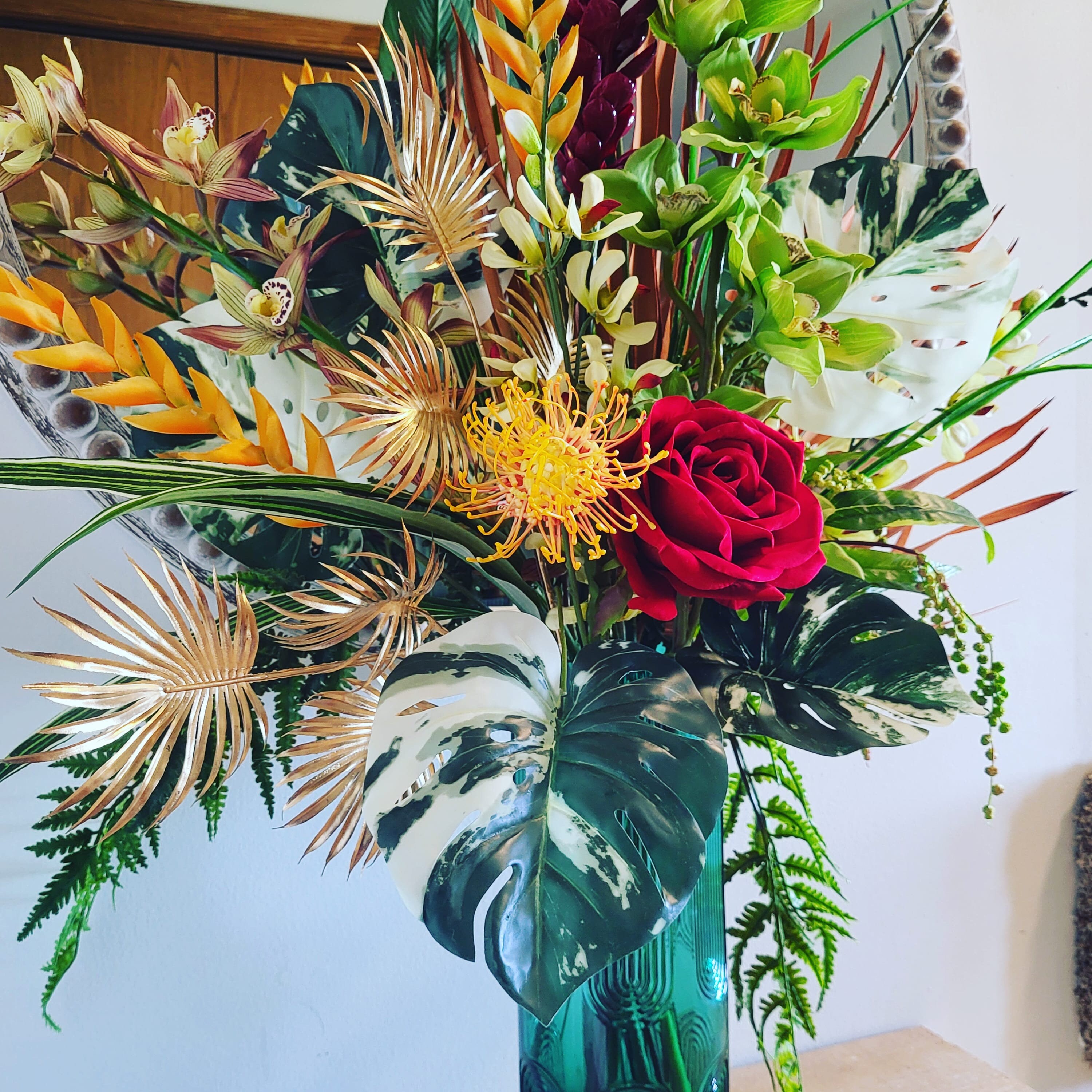 Modern Tropical Tall One-sided Floral Arrangement - Etsy