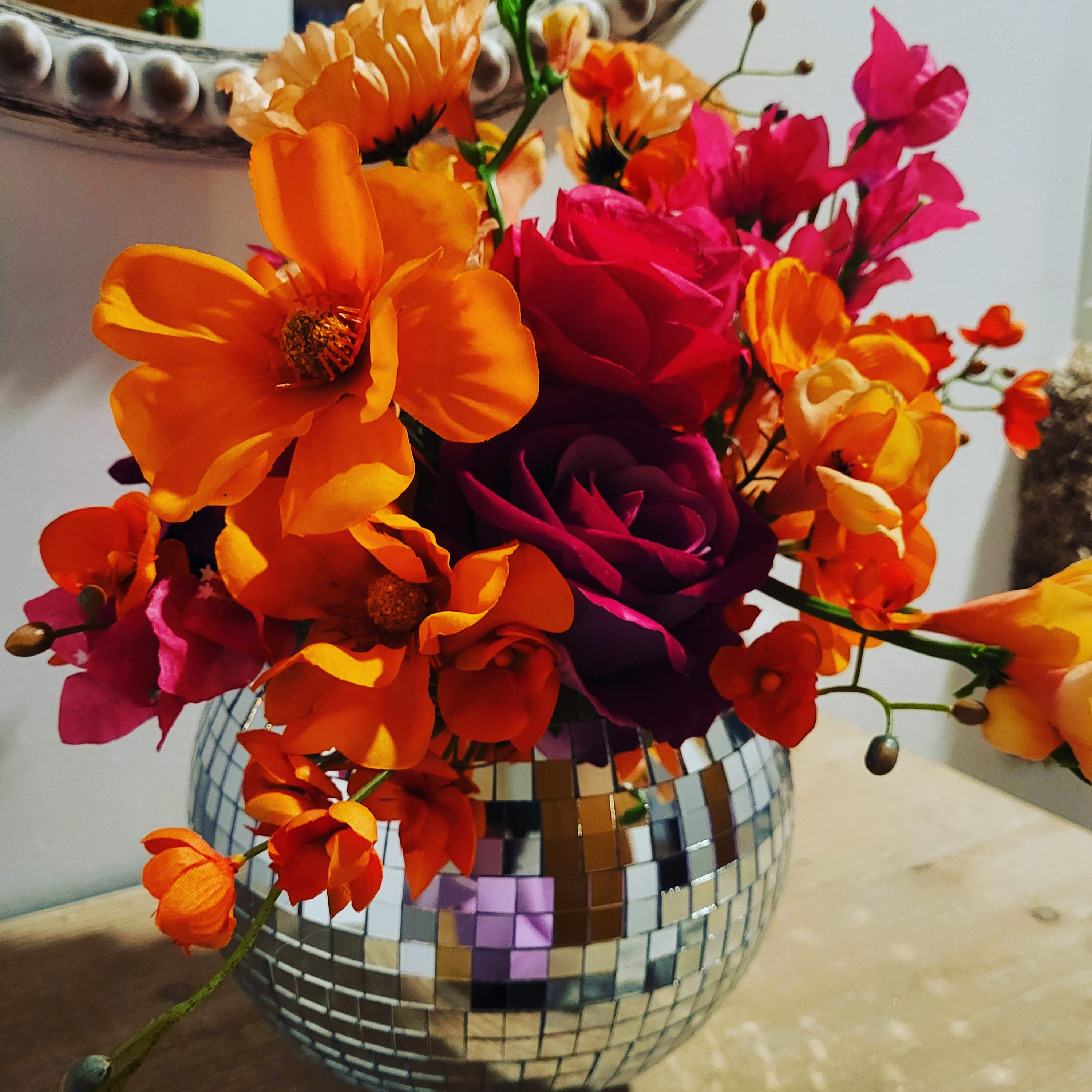 Silk Modern Boho Disco Ball Floral Arrangement - Etsy