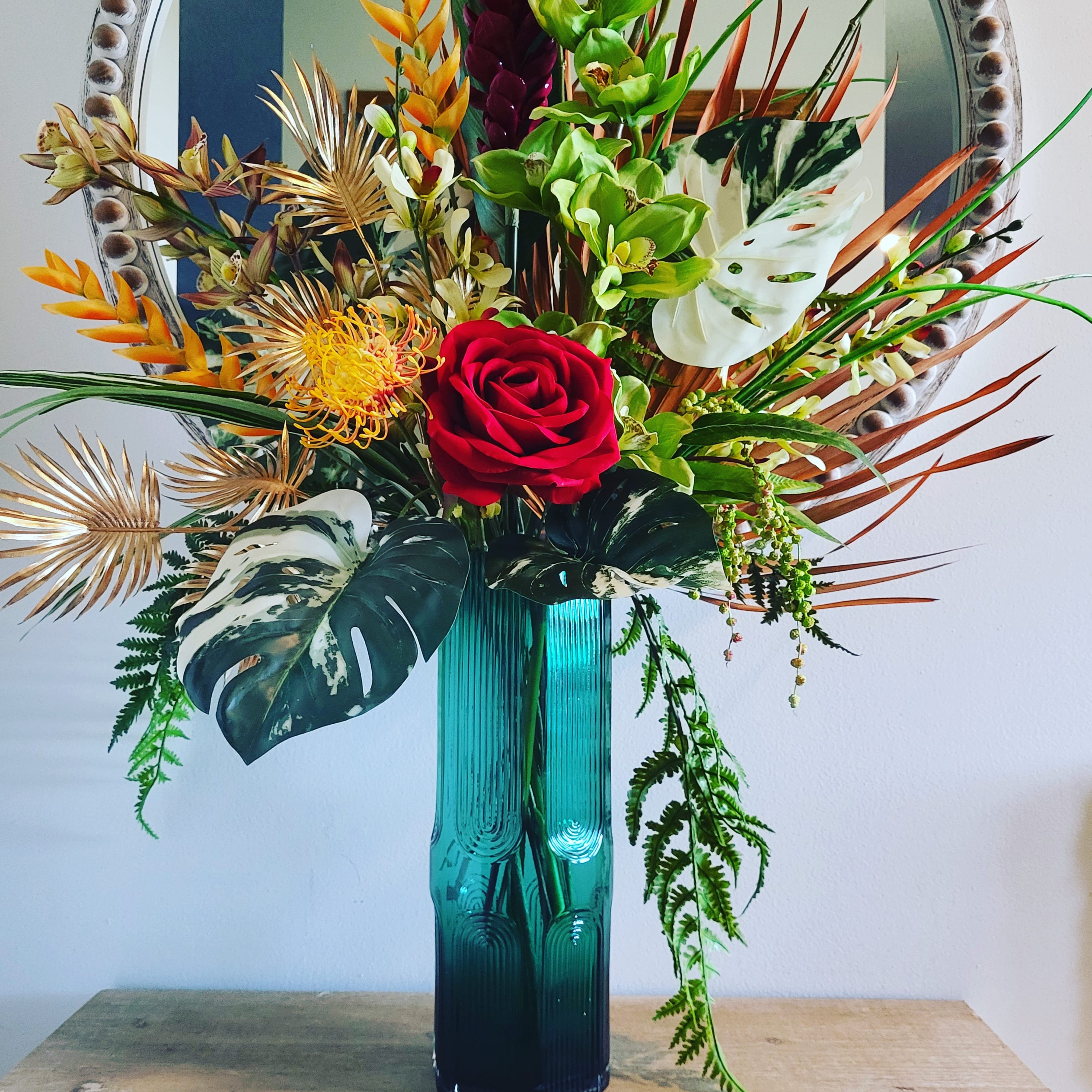 Modern Tropical Tall One-sided Floral Arrangement - Etsy