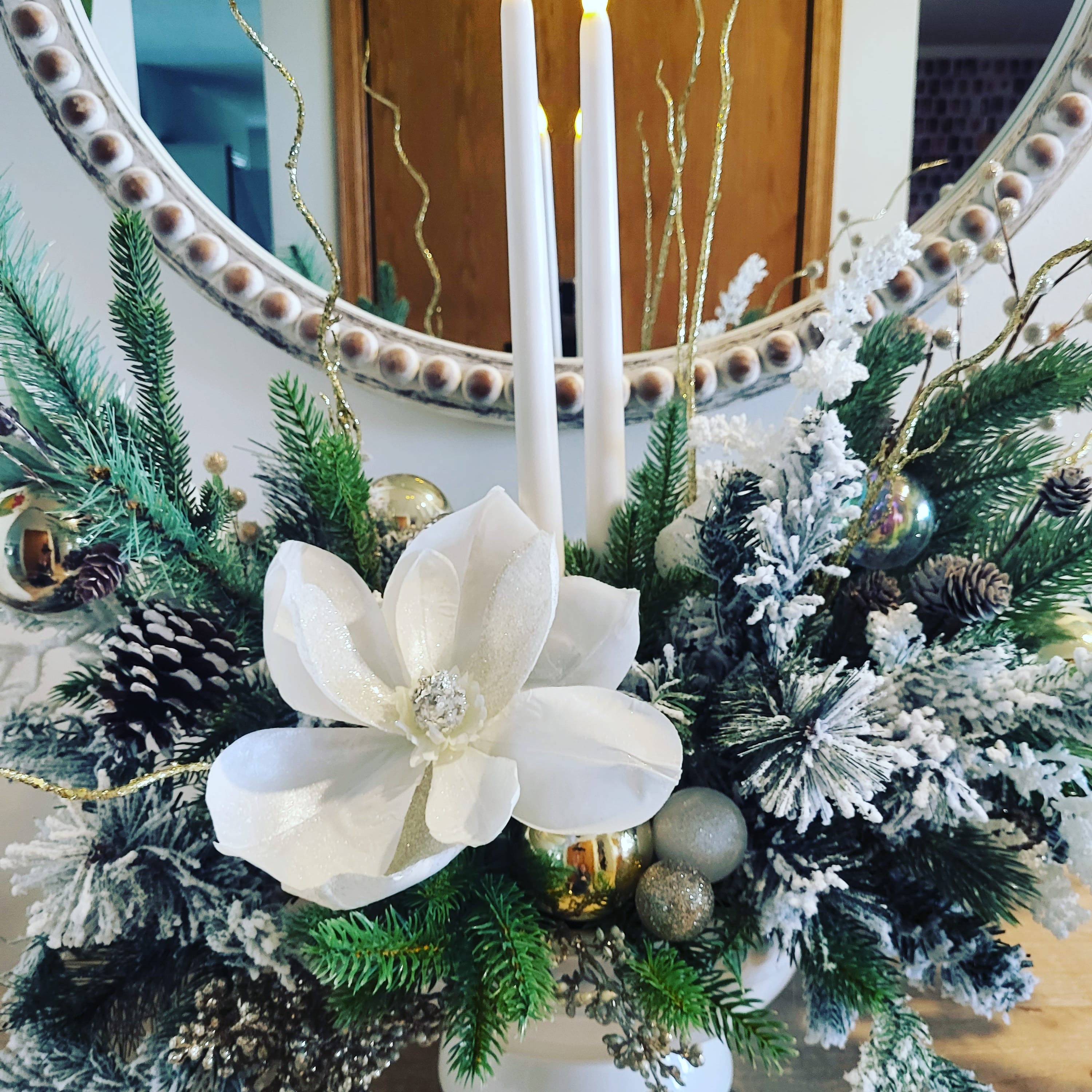 Silk Modern Holiday Centerpiece With Candles - Etsy