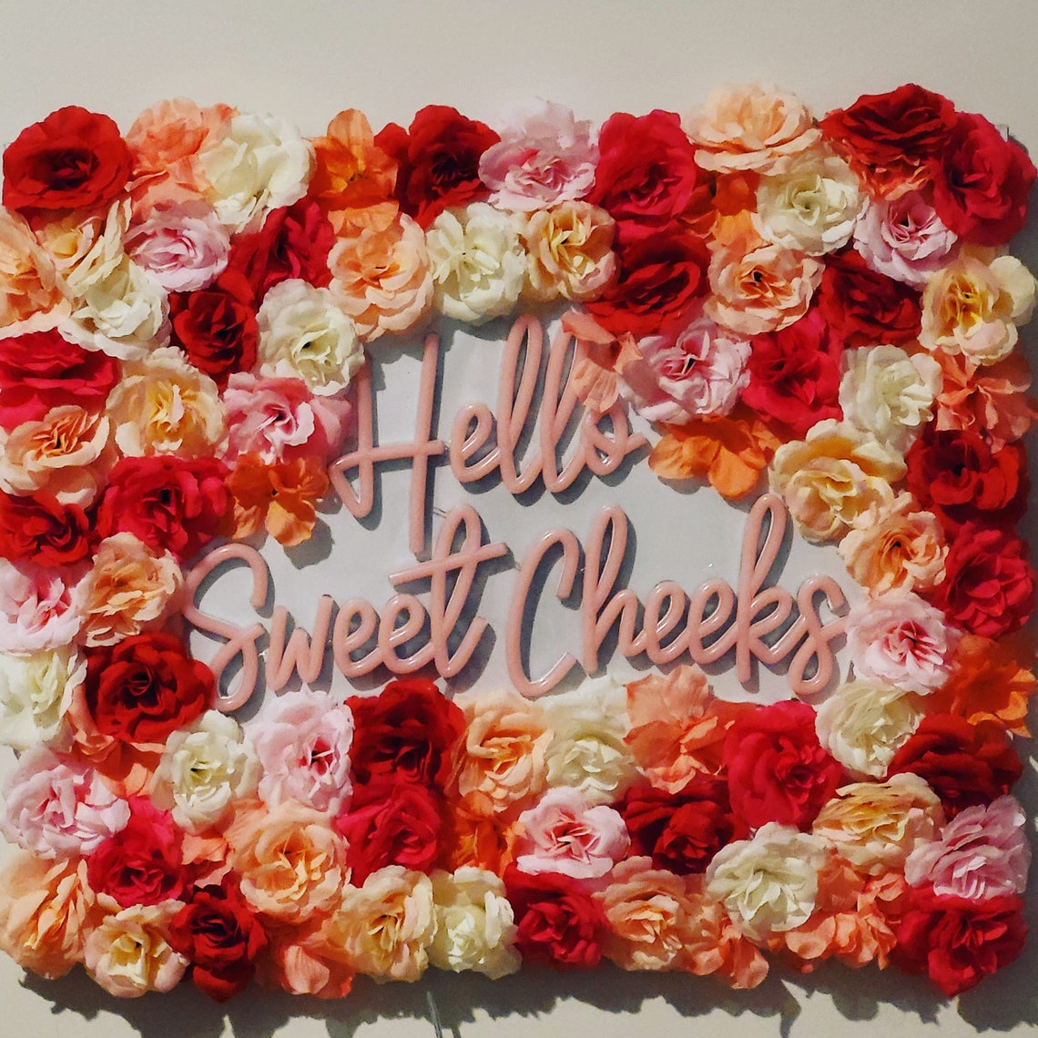 Hello Sweet Cheeks Pink Neon Sign With Flowers - Etsy