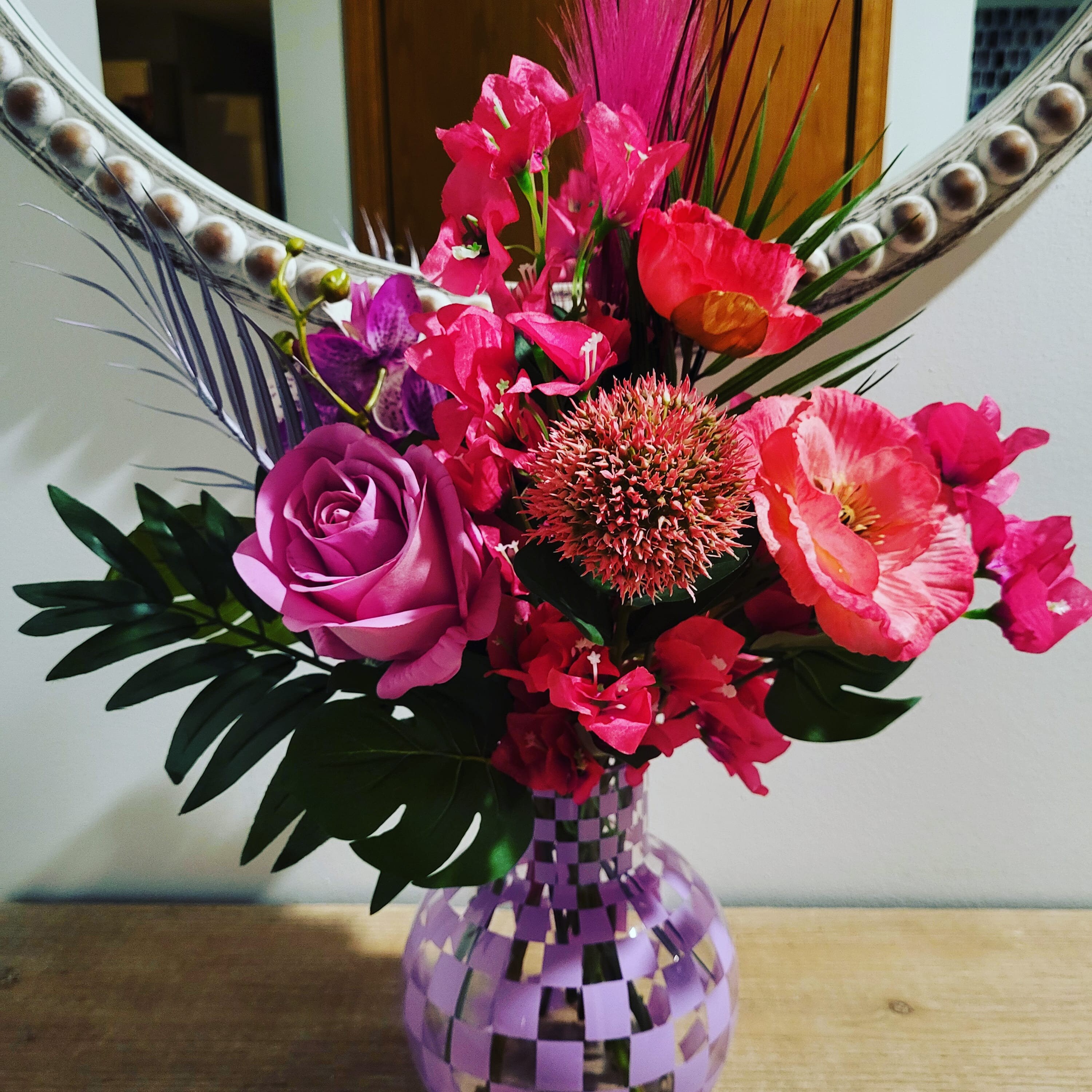 Modern Pink & Lavender Tropical Boho Floral Arrangement - Etsy