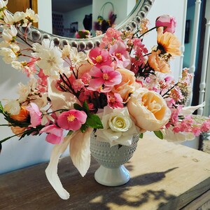Modern Boho Pink & Peach Floral Arrangement - Etsy