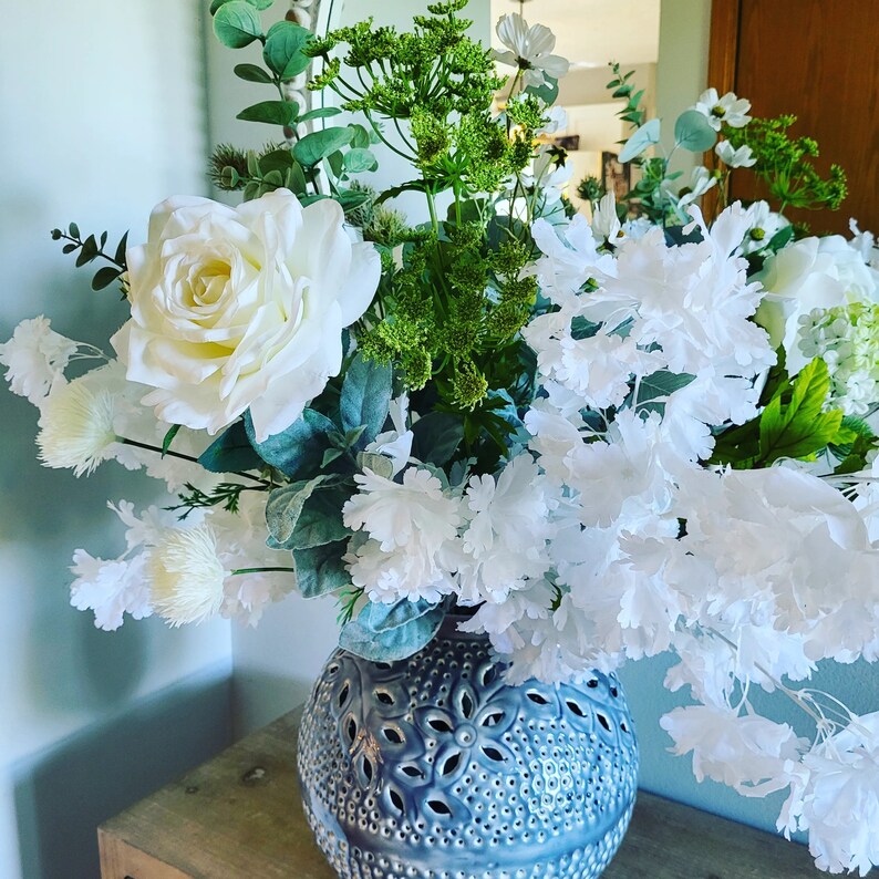 Modern Boho XL Neutral Floral Arrangement in Lantern - Etsy