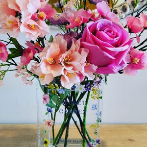 Modern Pink & Peach Boho Floral Arrangement in Book Vase - Etsy