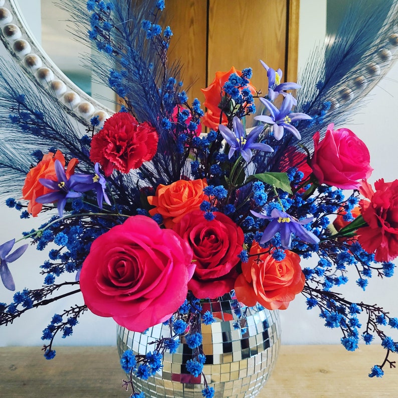Modern Bright Disco Ball Boho Floral Arrangement - Etsy