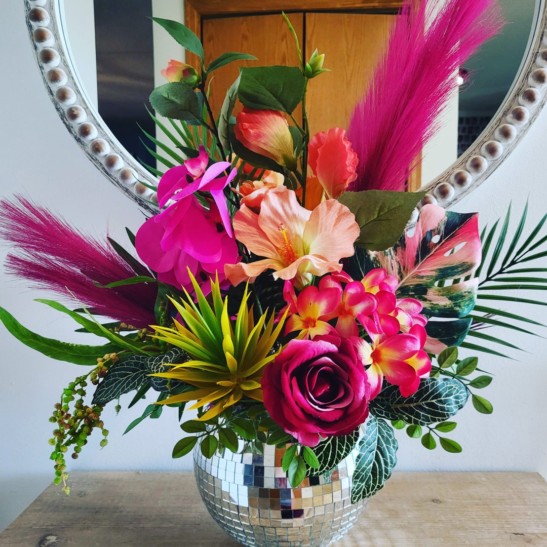 Modern Tropical Disco Ball Floral Arrangement - Etsy