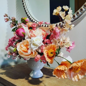 Modern Boho Pink & Peach Floral Arrangement - Etsy