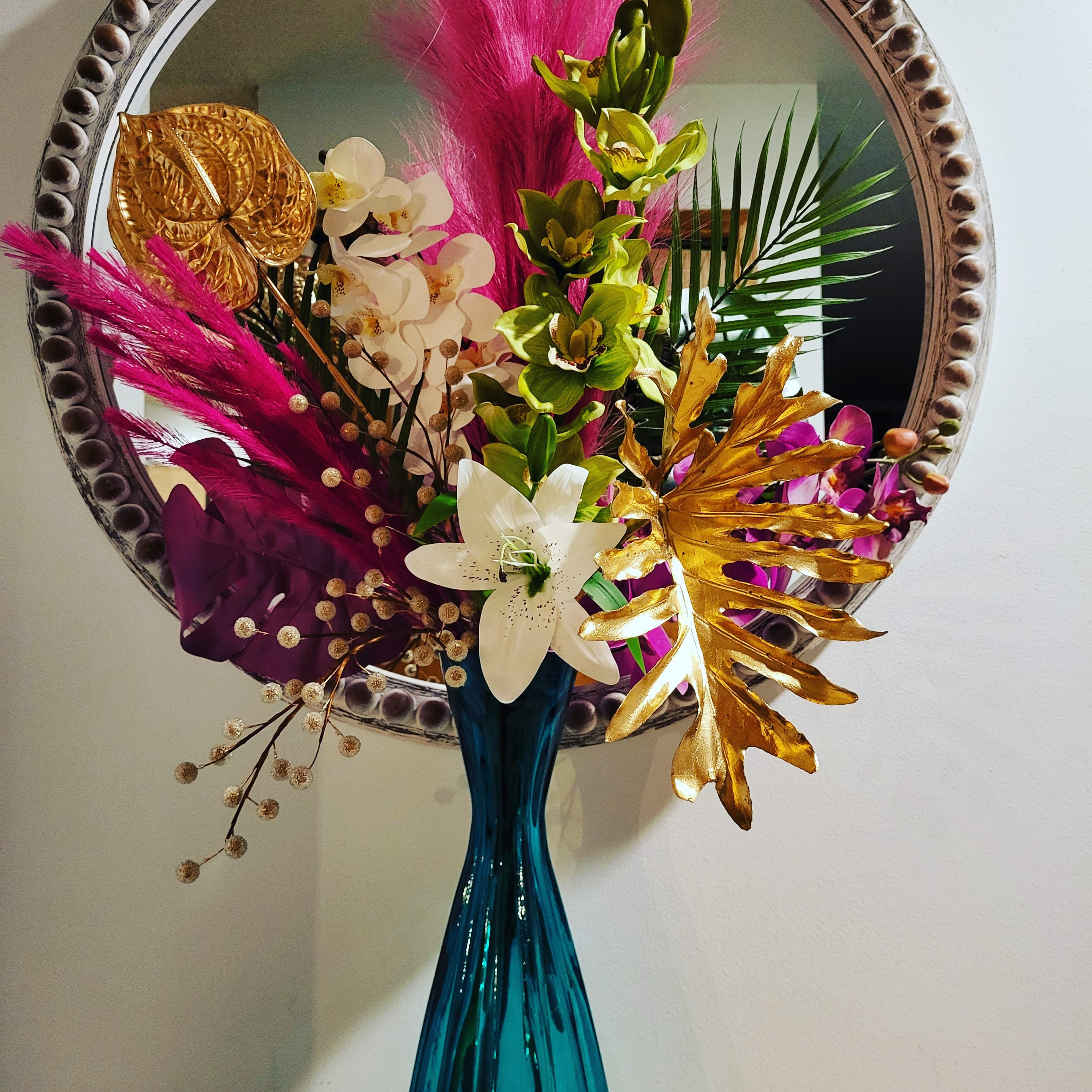 Silk Modern Bright Tall One-sided Tropical Boho Floral Arrangement - Etsy