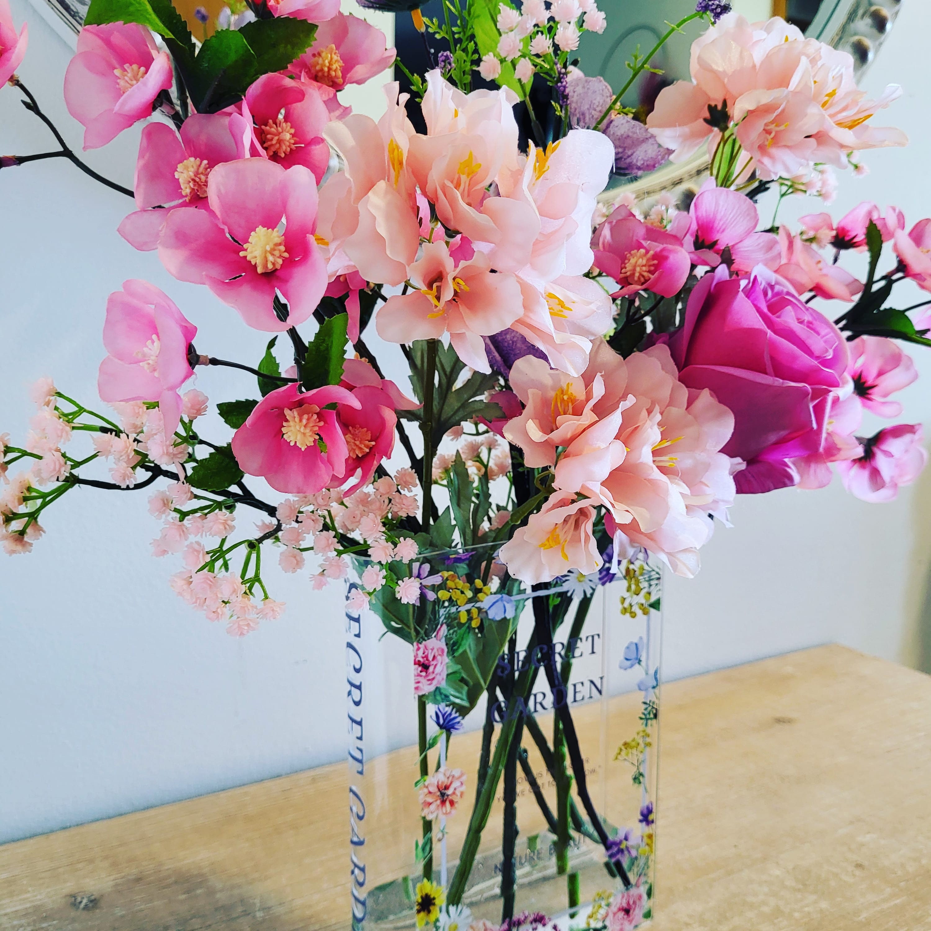 Modern Pink & Peach Boho Floral Arrangement in Book Vase - Etsy