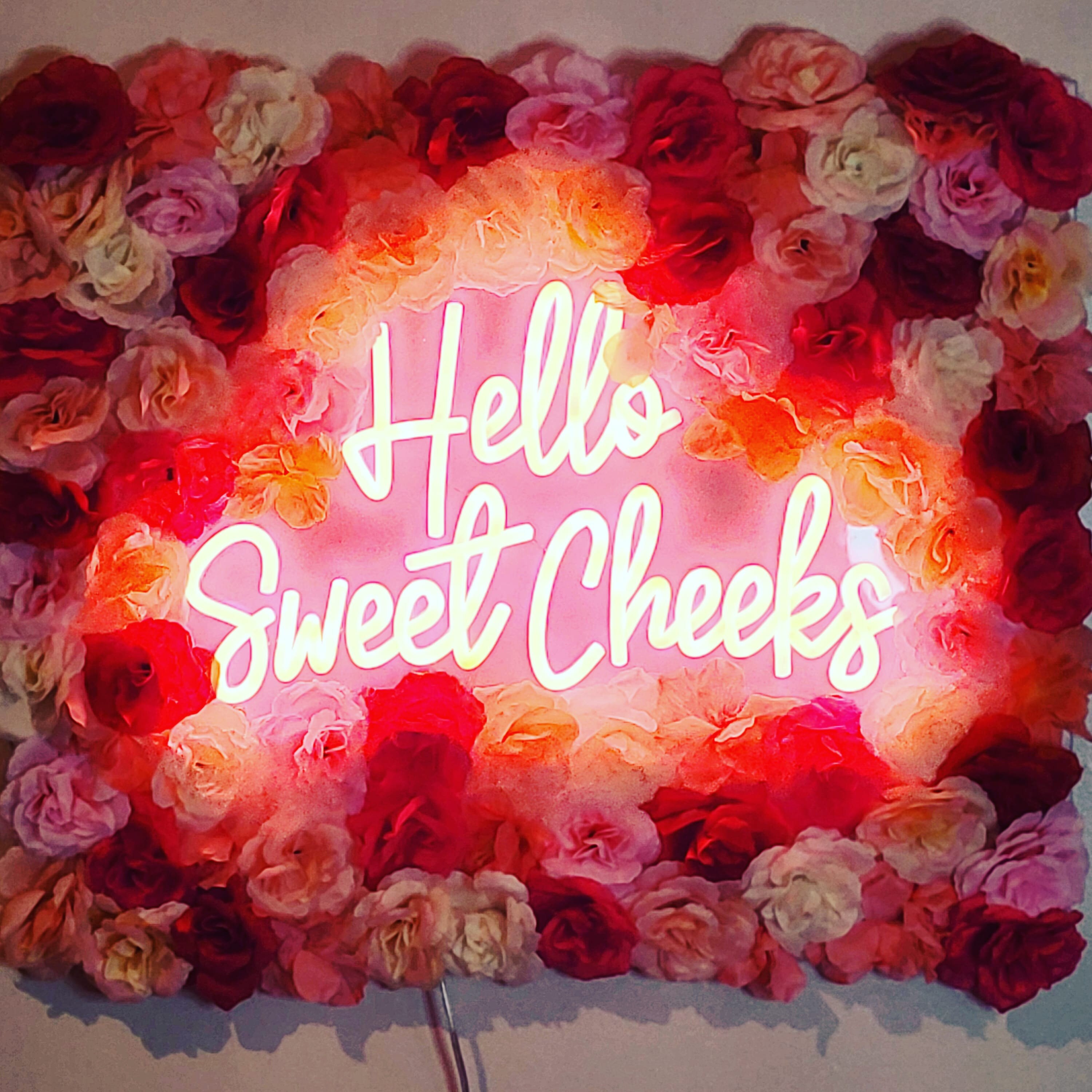Hello Sweet Cheeks Pink Neon Sign With Flowers - Etsy