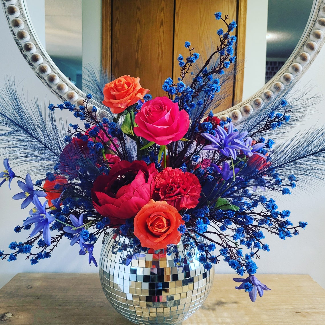 Modern Bright Disco Ball Boho Floral Arrangement - Etsy