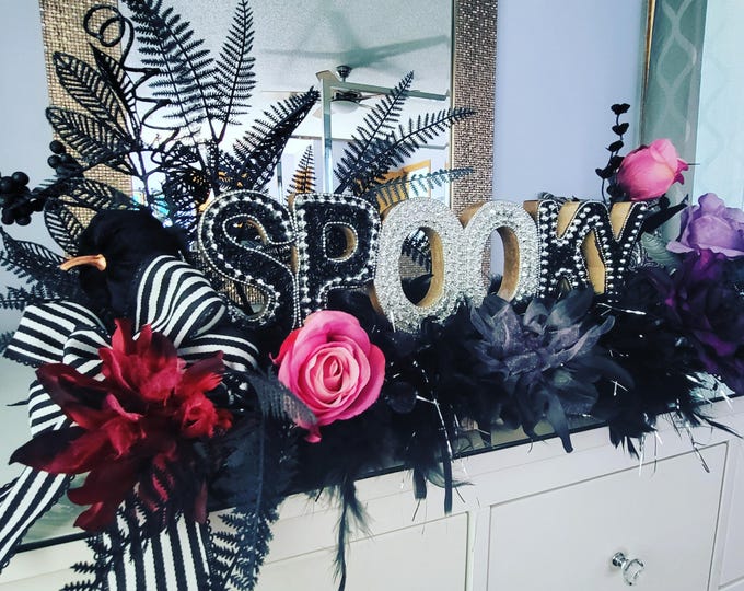 Sparkly Spooky Halloween Floral Sign - Etsy