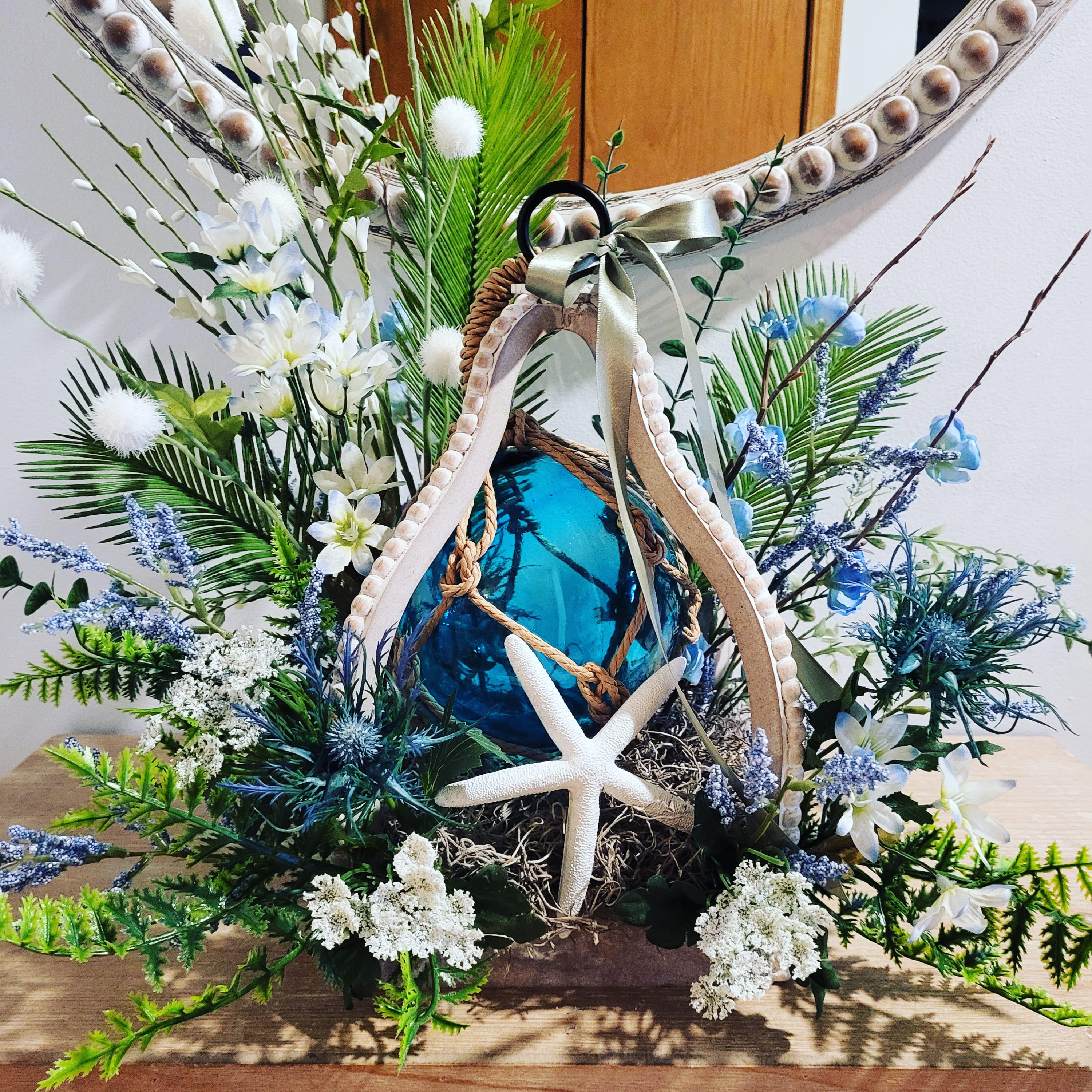 Modern Coastal Floral Arrangement in White Lantern - Etsy